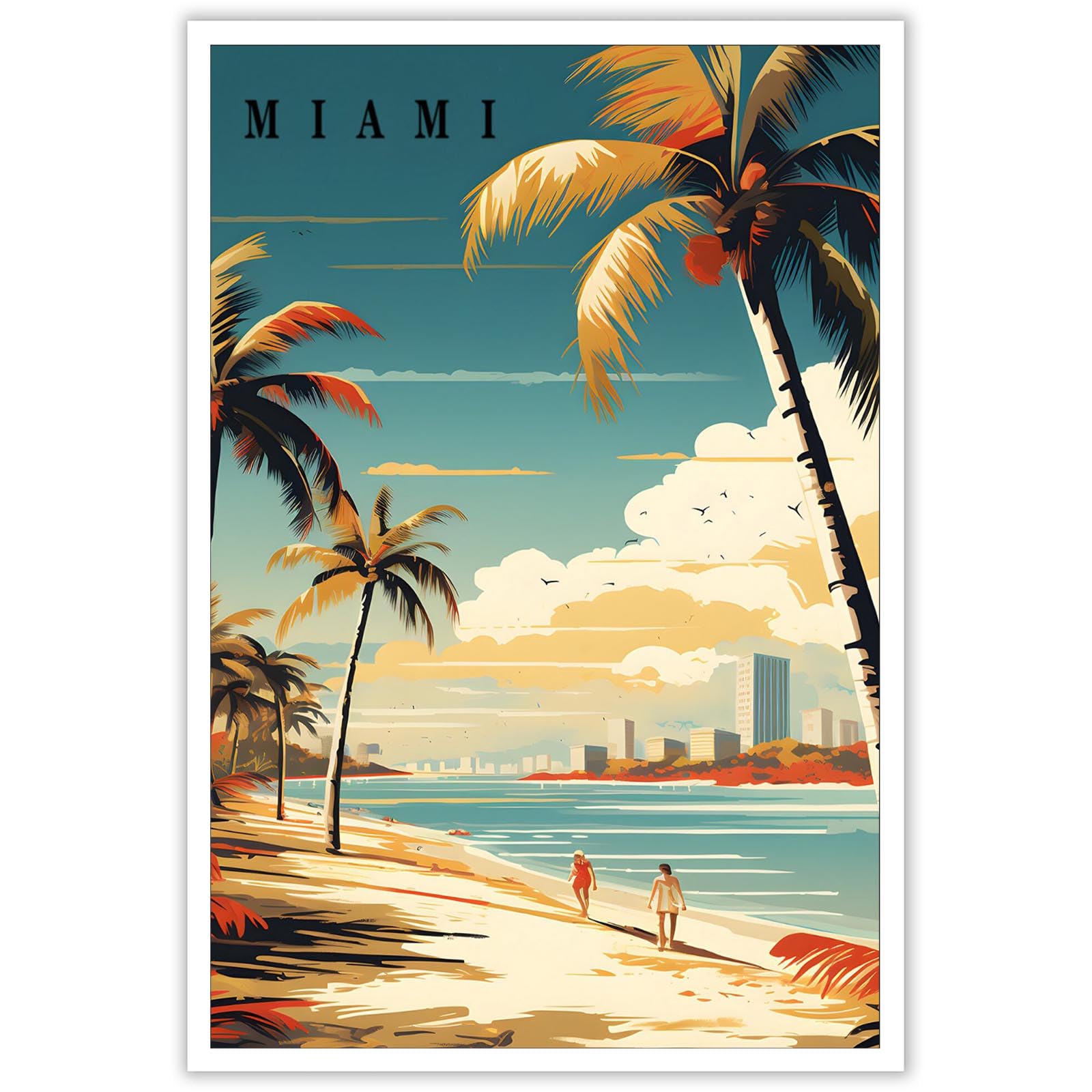 Amazon.com: ZOFRDGH Retro Summertime Usa Travel Postcards Posters Trendy Urban Landmarks Miani ...