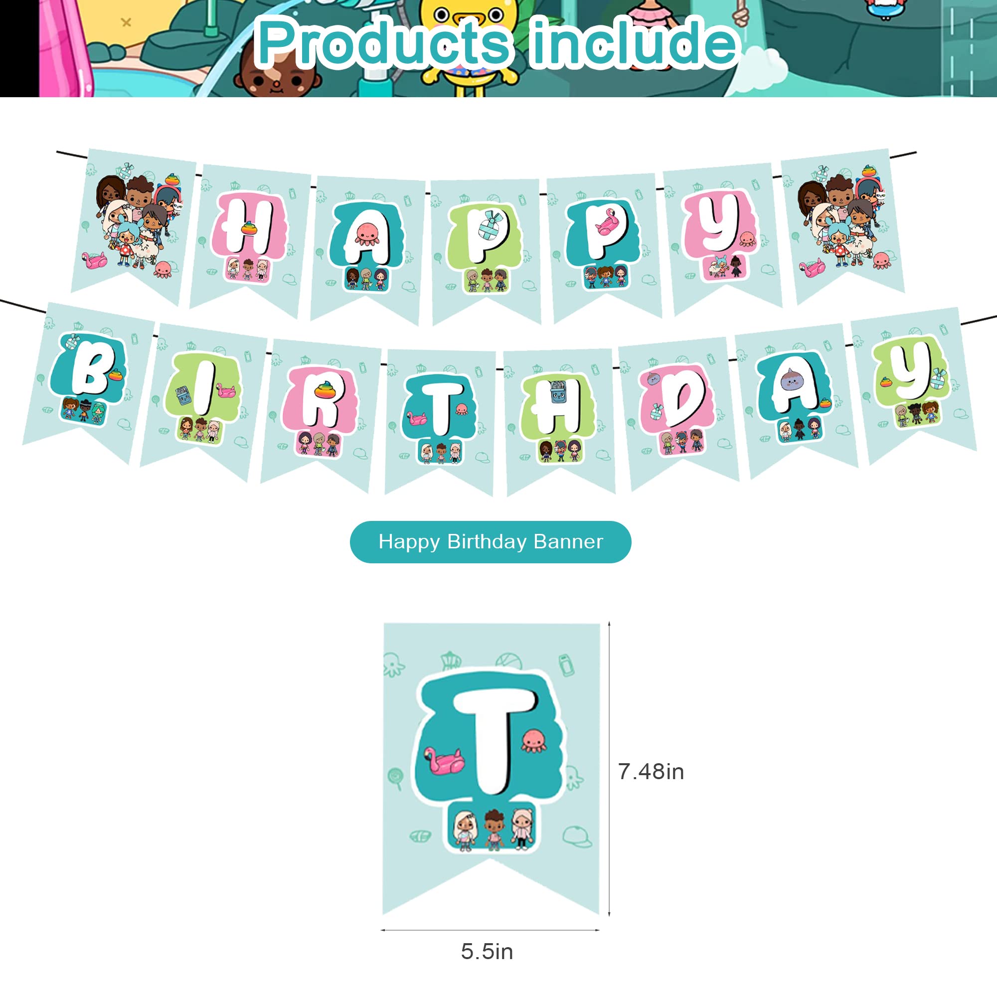 Toca Boca Party Decorations,Birthday Party Supplies For Toca Life Party ...