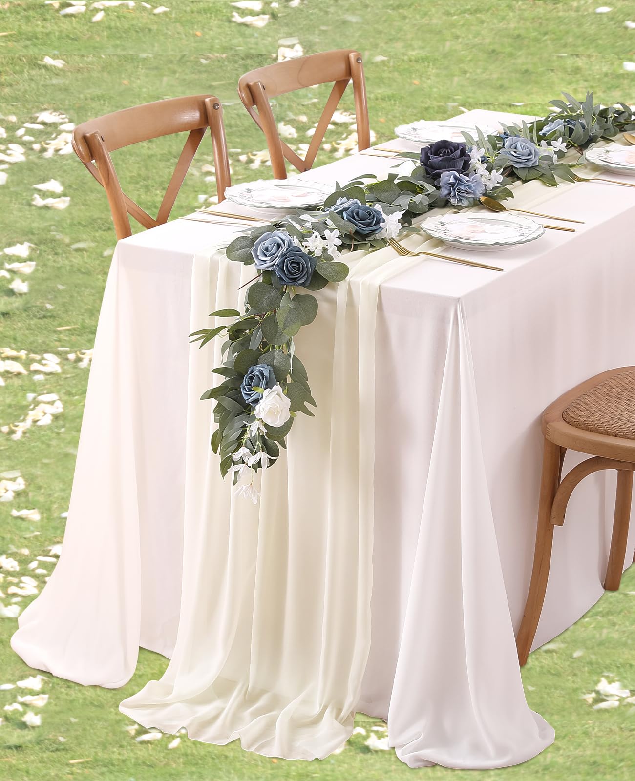 Snapklik.com : Ivory Chiffon Table Runner 10 Pieces 27x120 Inches ...