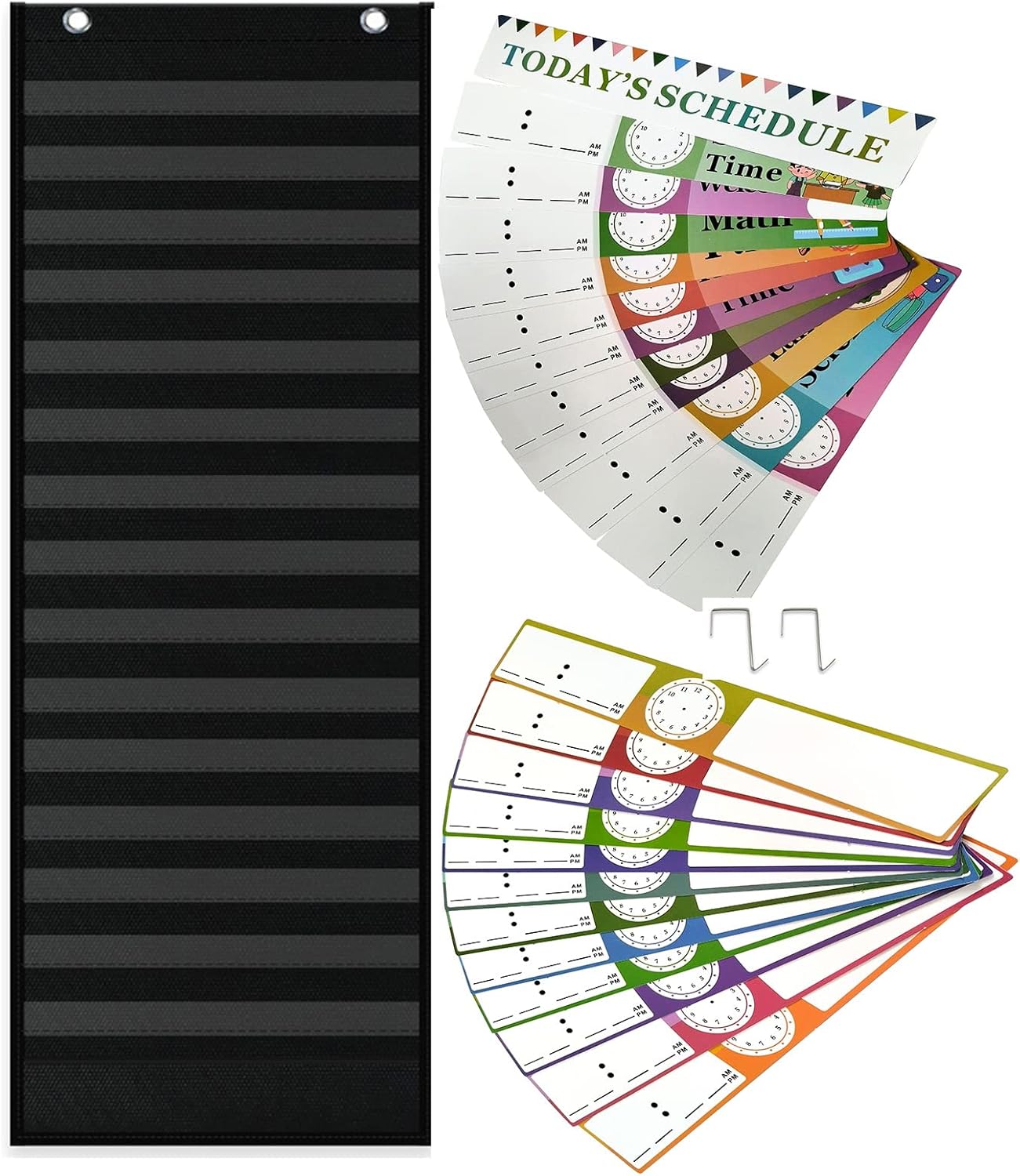 Amazon.com: Black Schedule Pocket Chart for Classroom with 24 Cards,15 ...
