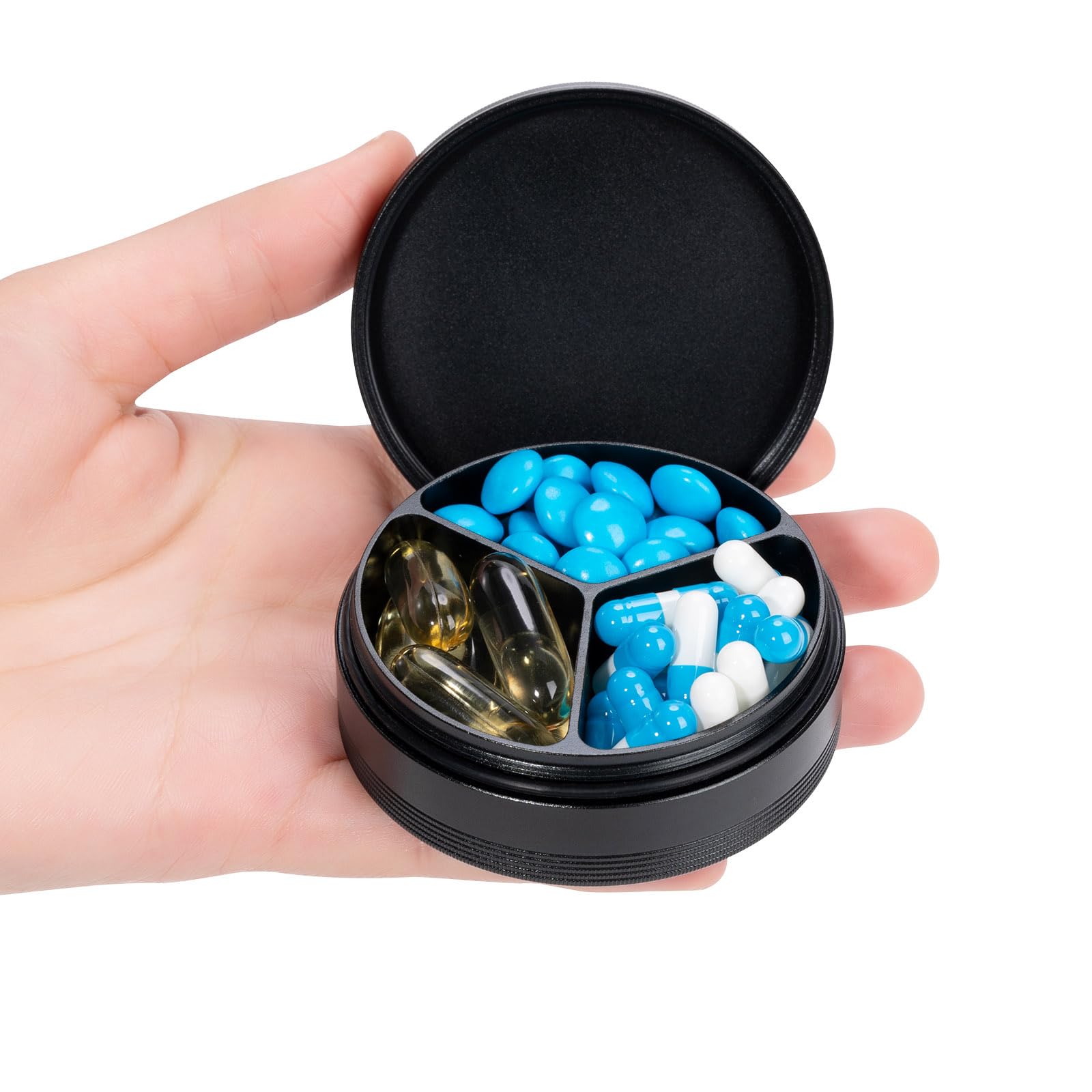 Amazon.com: Metal Pill Case 3 Compartment - Waterproof Pocket Purse ...