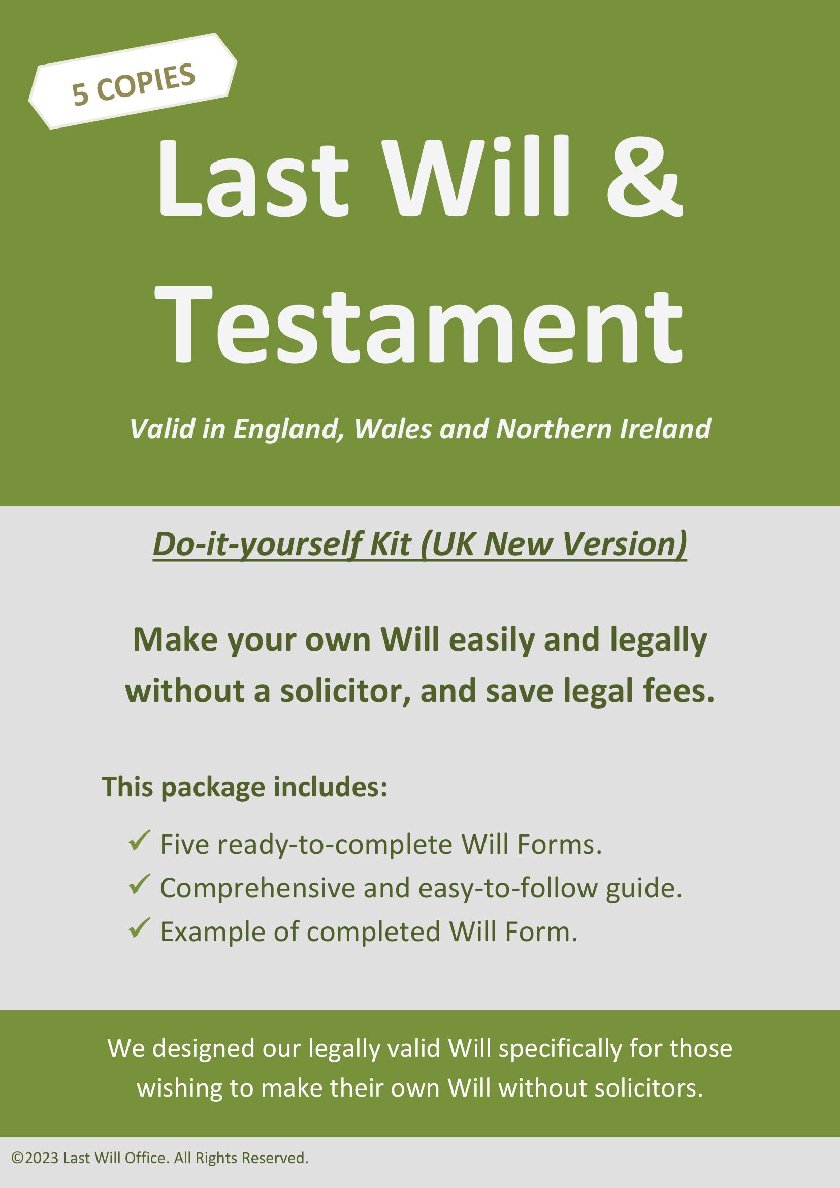 Last Will and Testament Kit 2025 UK | 5 Will Forms | Easy to Complete ...