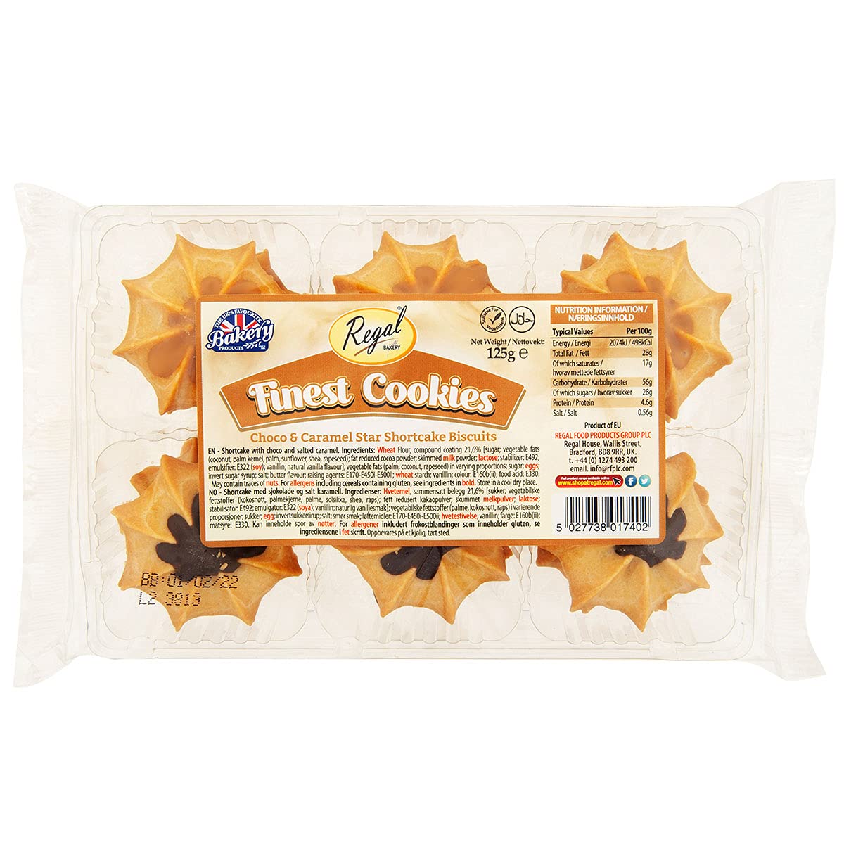Buy Regal Bakery Choco & Caramel Star Shortcake Biscuits -12pcs Rich ...