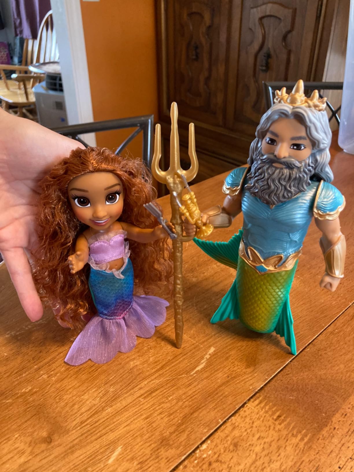 Amazon.com: Disney The Little Mermaid Ariel Doll and King Triton Petite ...