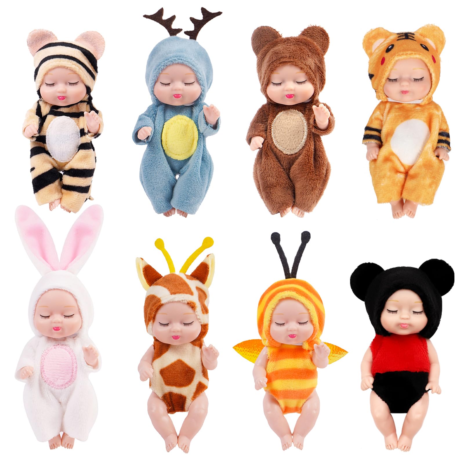 Amazon.com: ONEST 8 Sets 4 Inch Dolls Cute Baby Dolls Include 8 Pieces ...