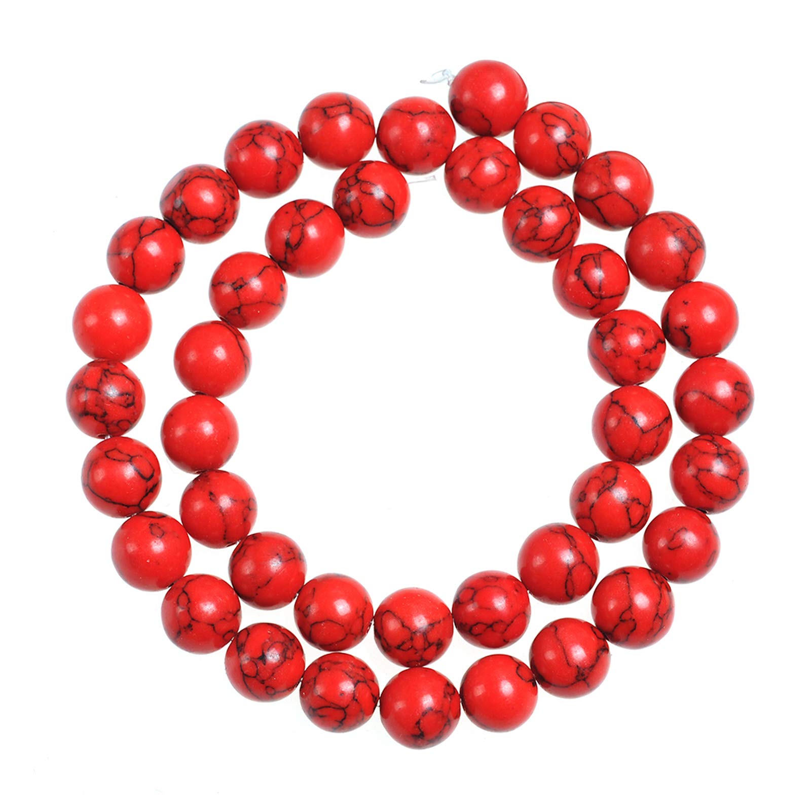 Amazon.com: 12MM Red Turquoise Beads Round Smooth Good Luck Red Stone ...