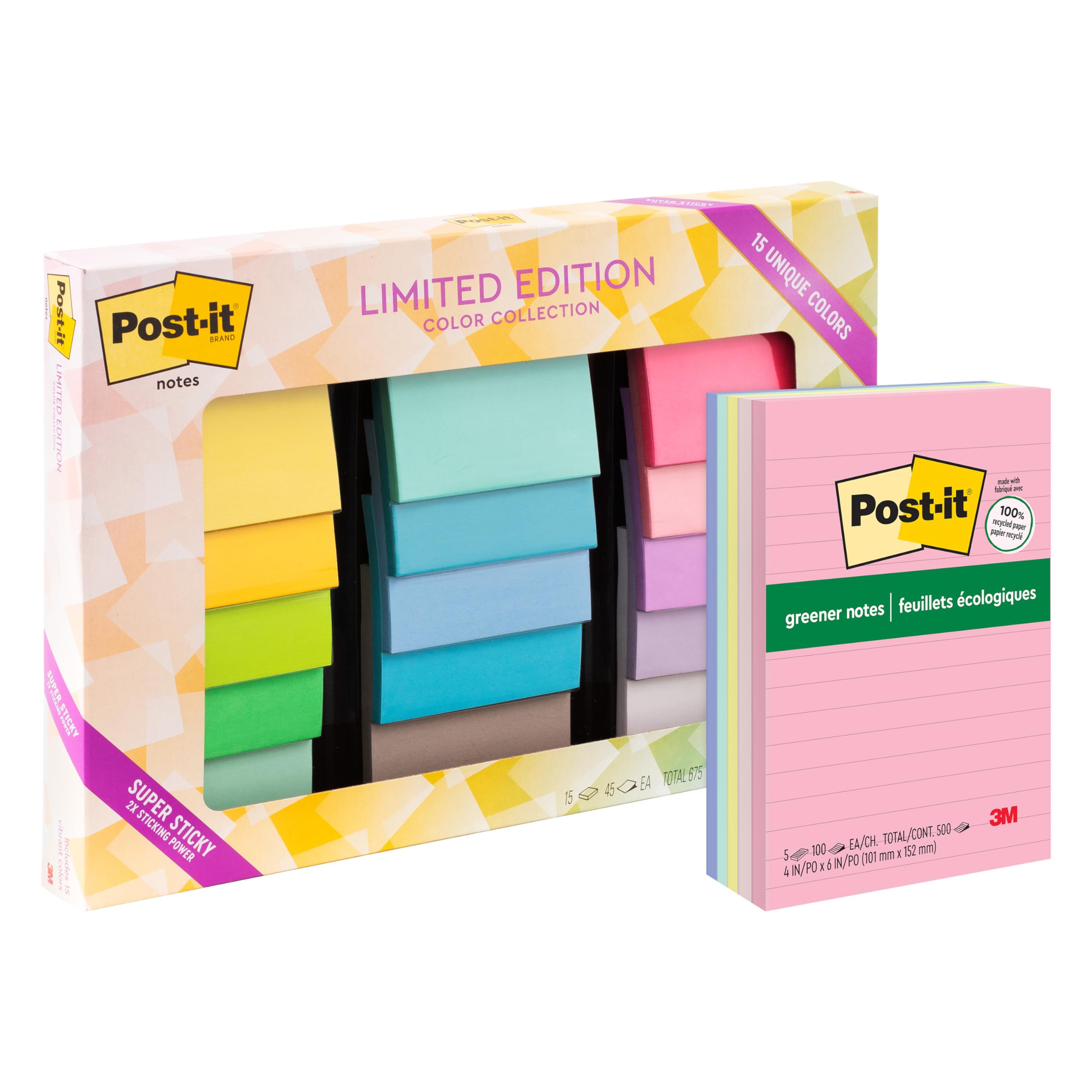 Amazon.com : Post-it Super Sticky Notes, Limited Edition Color ...