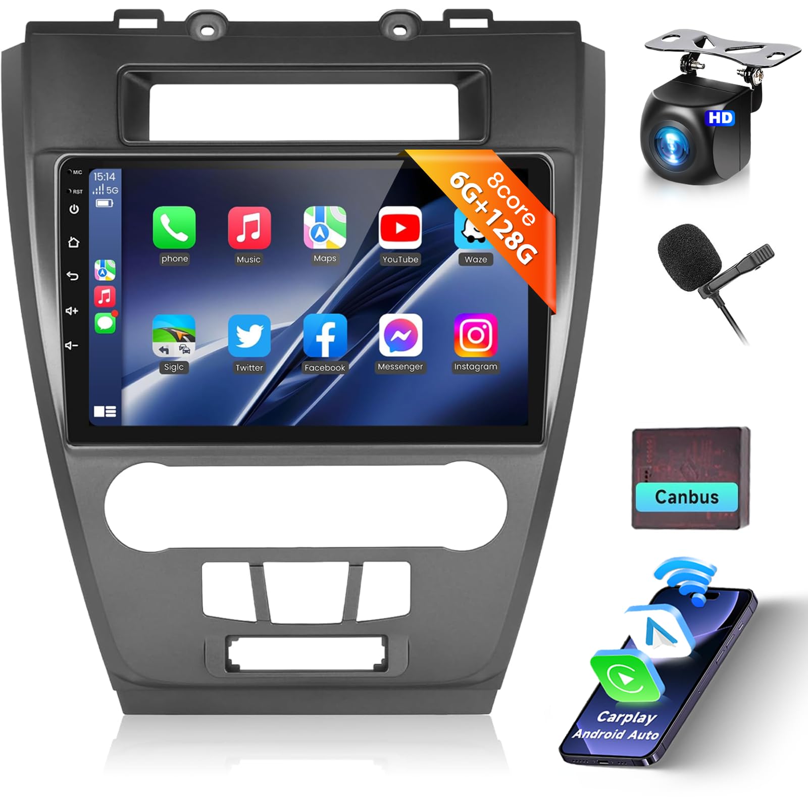Amazon.com: 8 Core 6+128G Car Radio for Ford Fusion Mondeo Mustang 2009 ...
