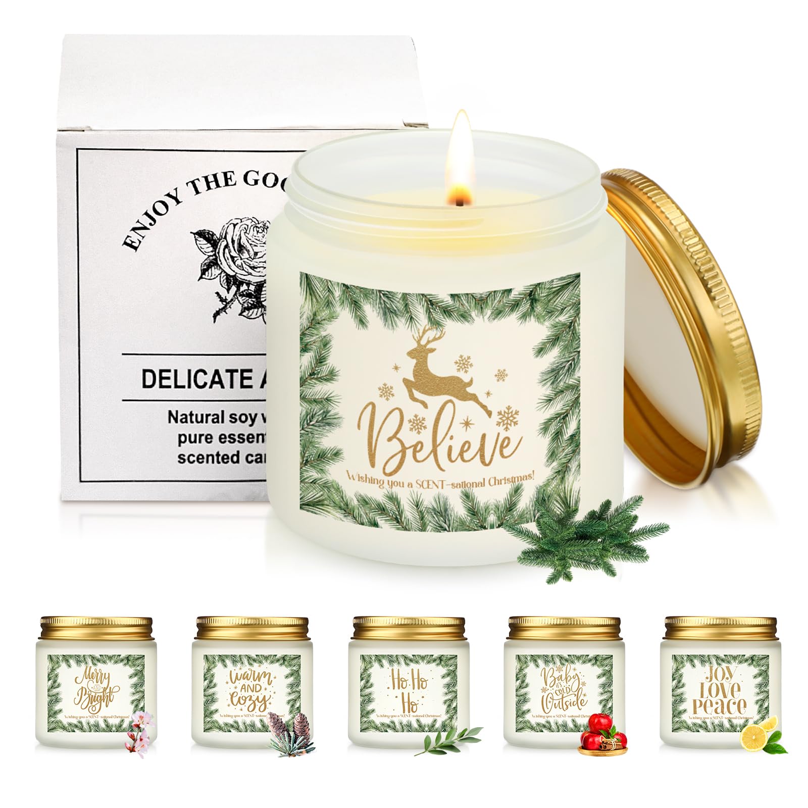 Amazon.com: Fumete 6 Set Christmas Candles Bulk Employee Appreciation ...