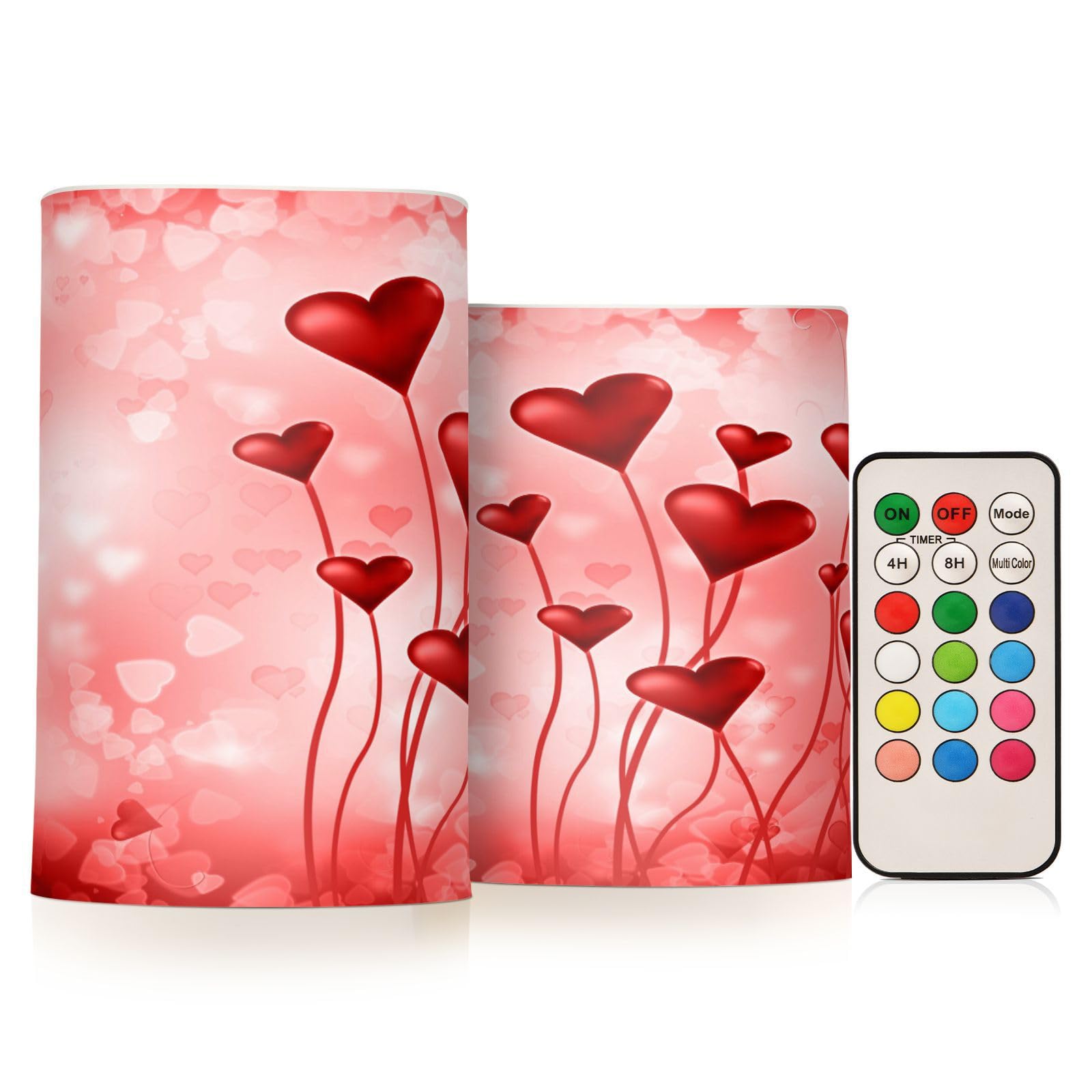 Amazon.com: ALAZA Valentine's Day Red Hearts Pink Flickering Flameless ...