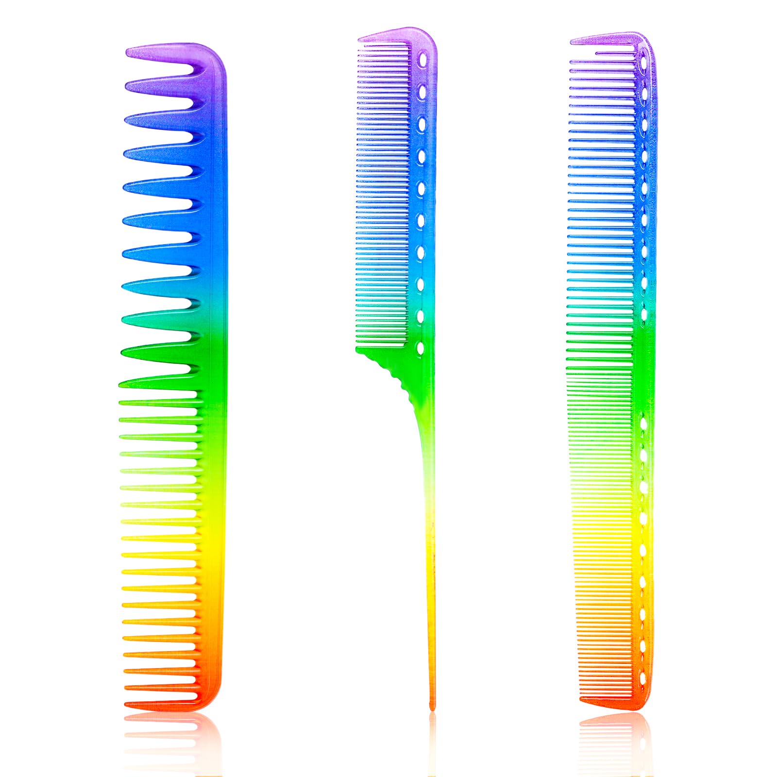 Amazon.com : WLLHYF 3 Pieces Rainbow Hair Combs, Rat Tail Fine Cutting ...