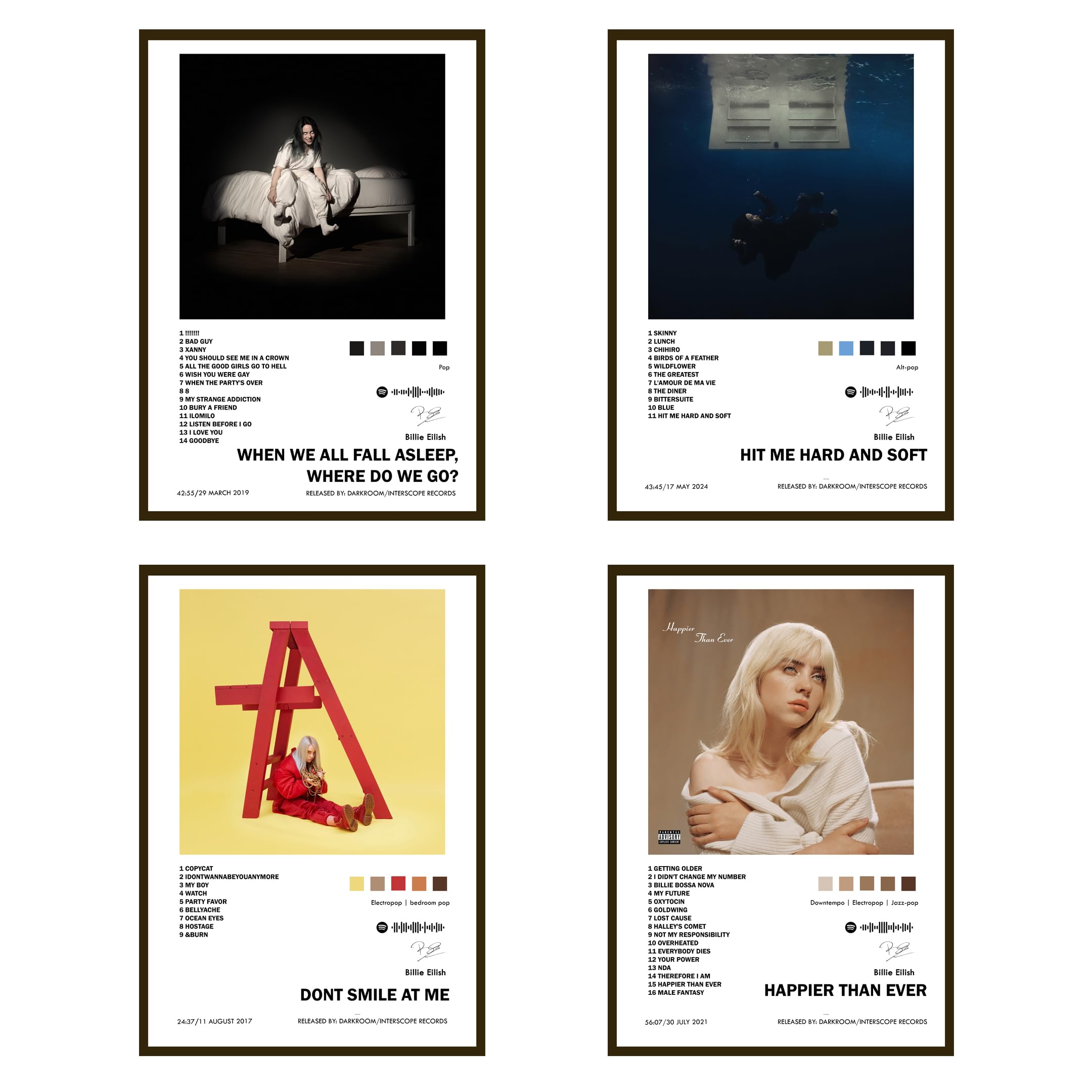 Buy Billie Eilish Set | A4 Wall s for Room Decor | Music s for Bedroom ...