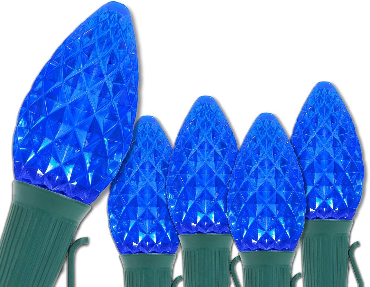 Wintergreen Lighting Set of 25 C7 OptiCore Commercial Blue Christmas ...
