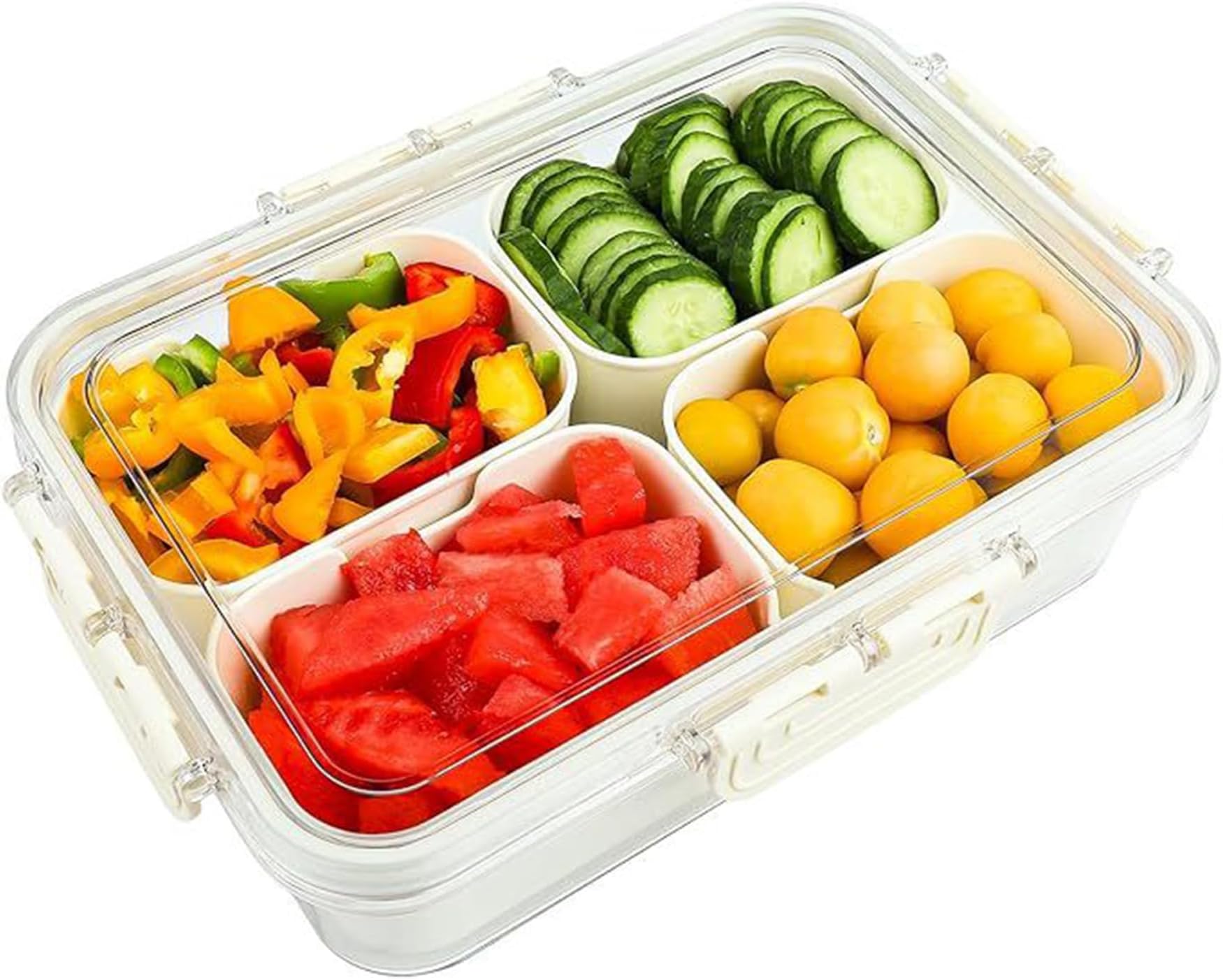 Amazon.com | Divided Serving Tray with Lid and Handle - 4 Compartments ...