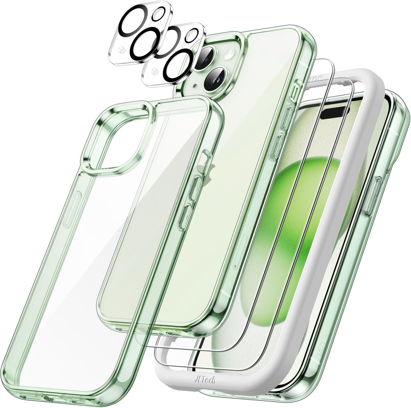 JETech 5 en 1 Funda para iPhone 15 Plus 6.7 Pulgadas con 2 Protector ...