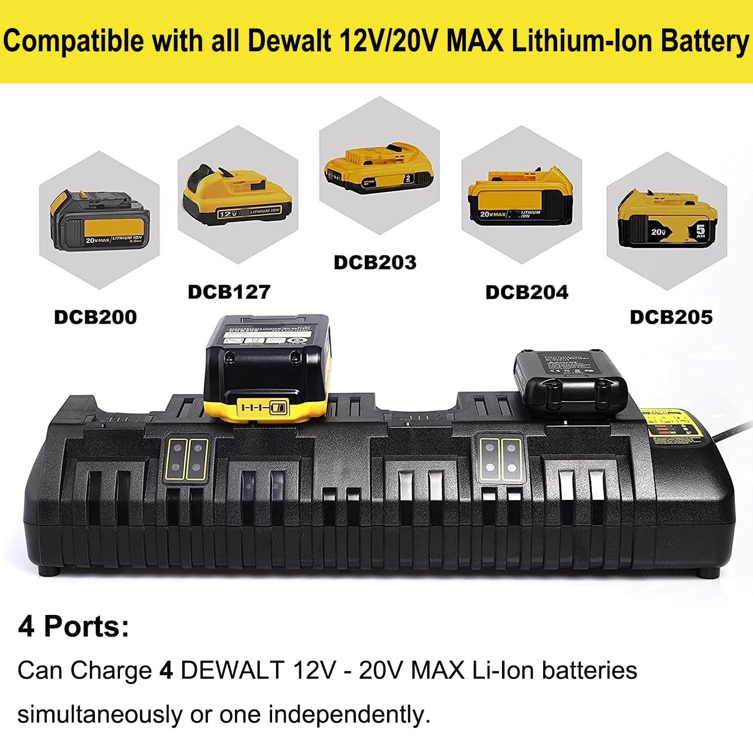 Snapklik.com : DCB104 4-Port Replacement Battery Charger Station For De ...