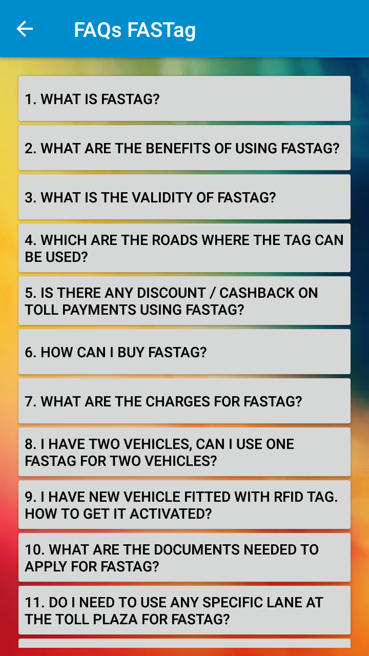 FAQs IHMCL FASTag - App on Amazon Appstore