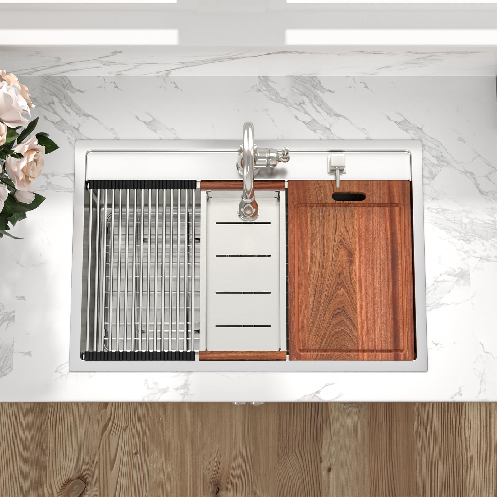 33 Drop In Kitchen Sink - Sarlai 33"x 22" Topmount Kitchen Sinks Ledge ...