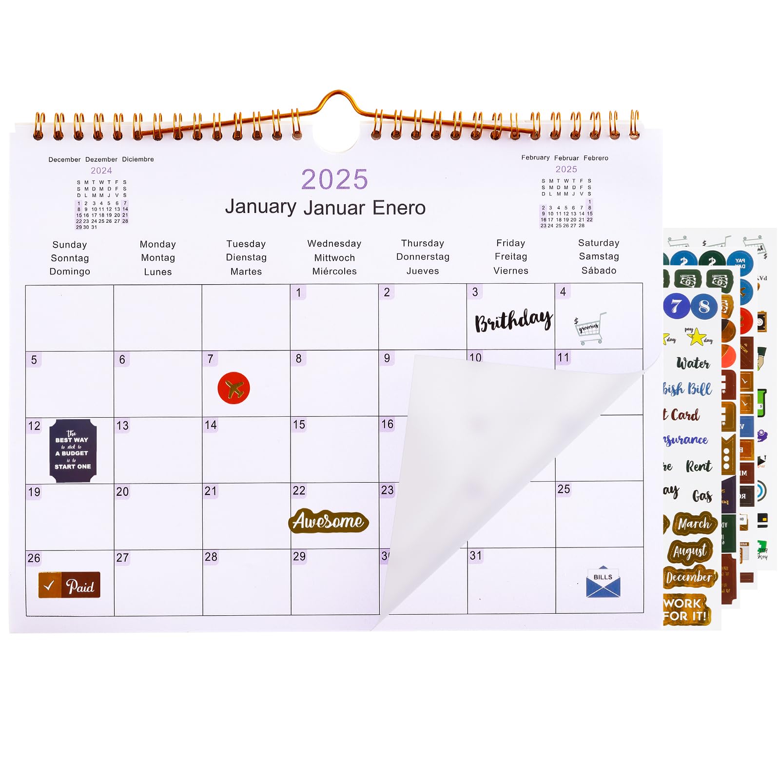 Wall Calendar 2025, Calendar from January 2025 to December 2025, A4 ...