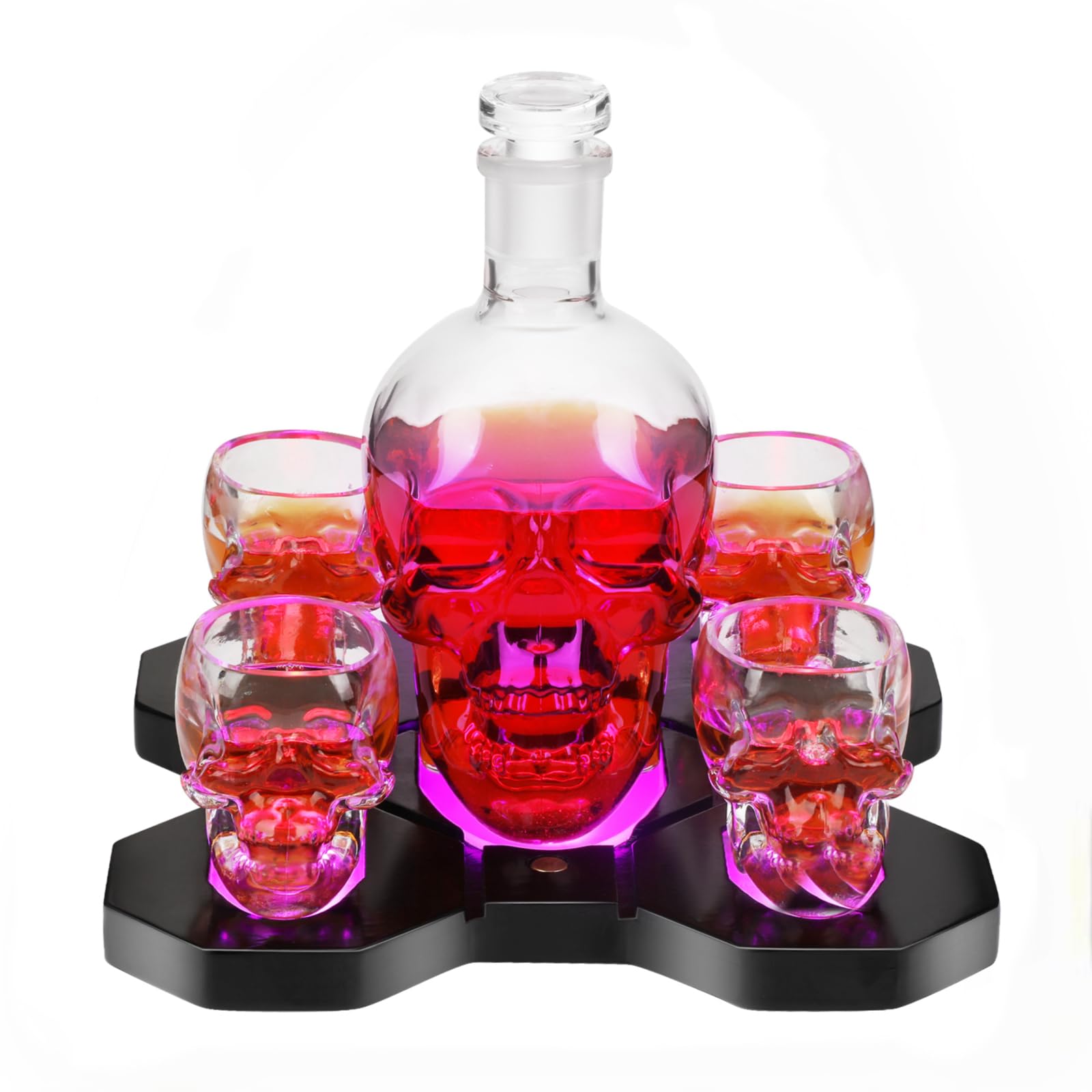 Amazon.com | Skull Whiskey Decanter Set with 7 Color RGB Light,4 ...