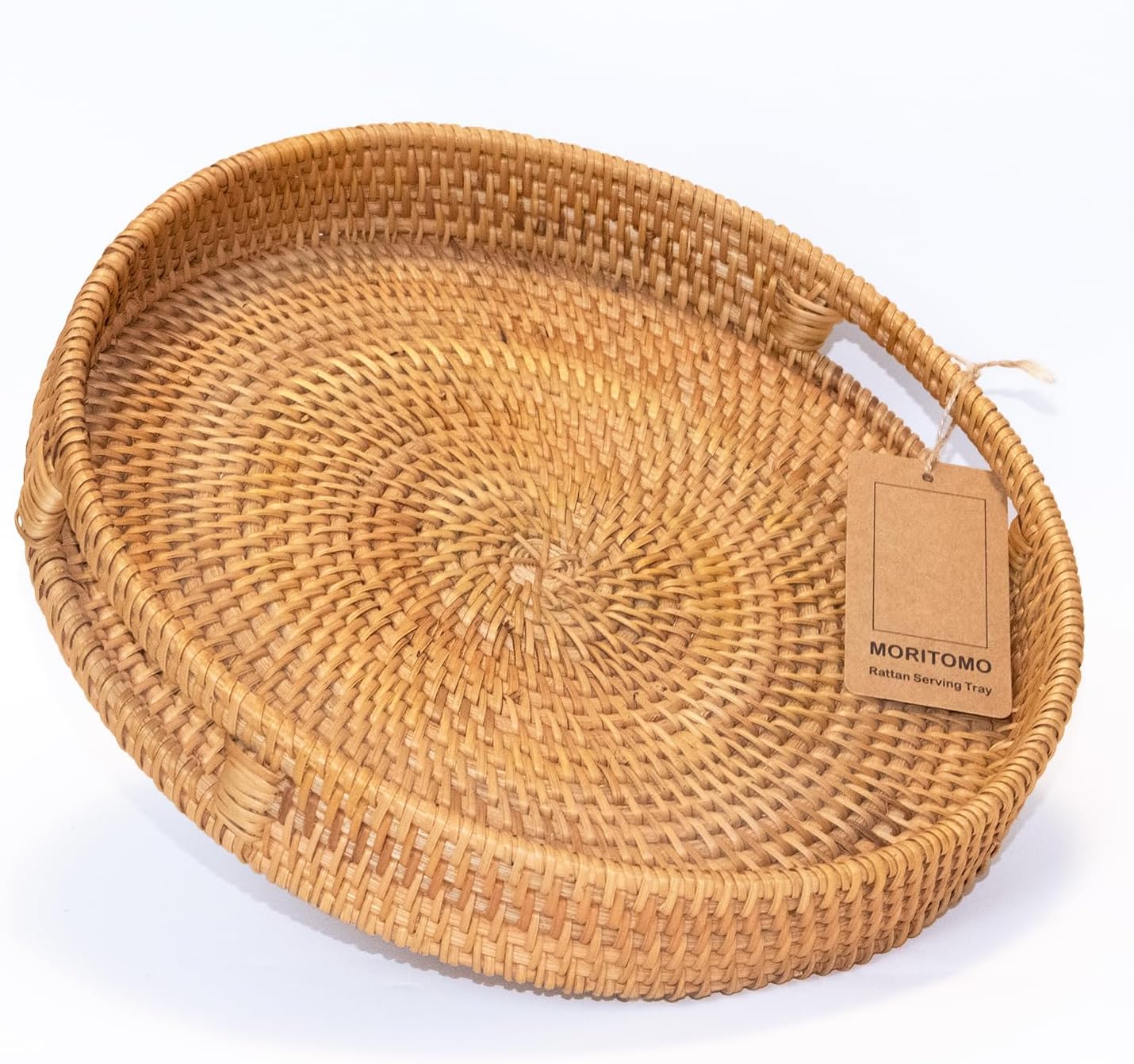Amazon.com: 14'' Decorative Serving Tray, Natural Round Rattan Tray ...