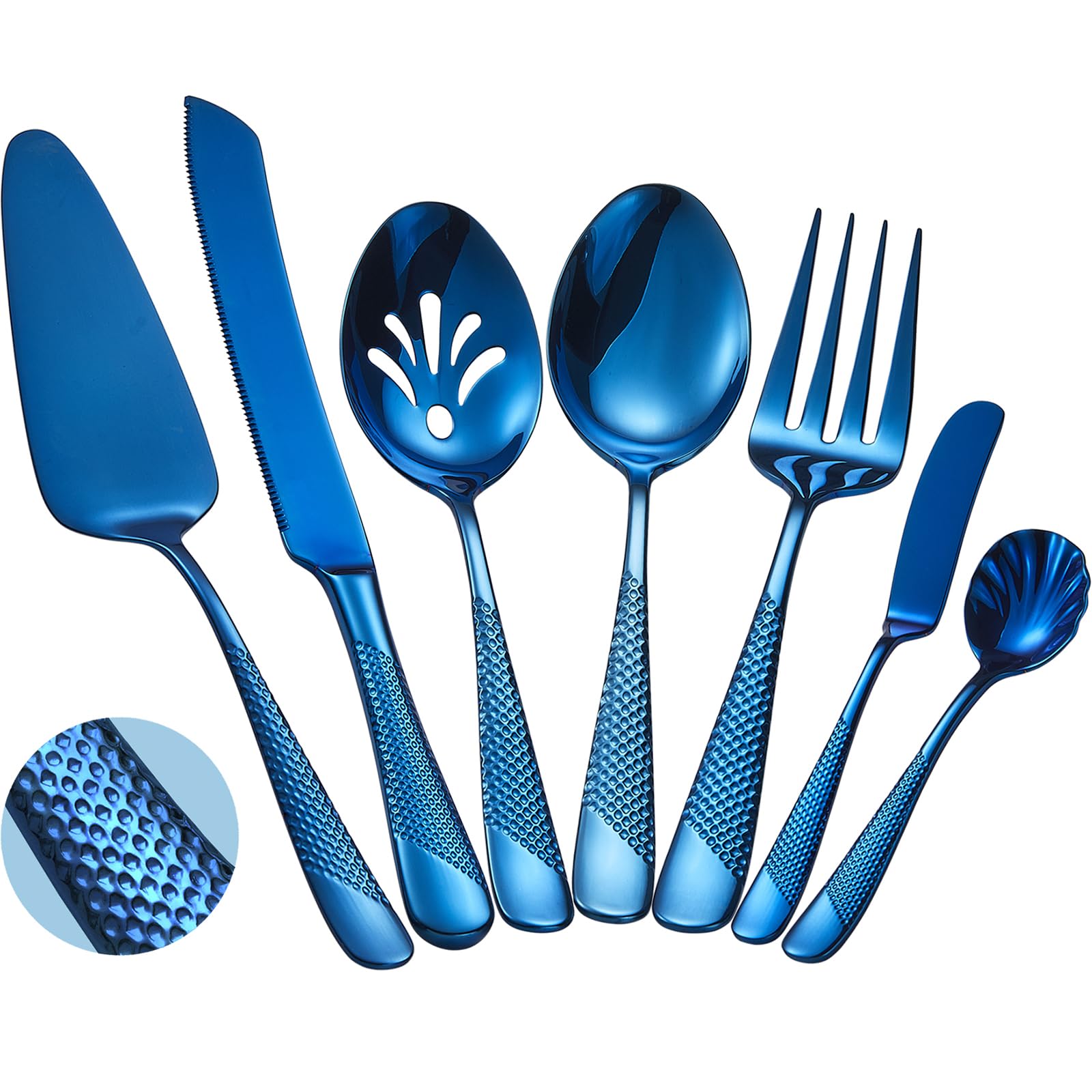 Amazon.com | Xideman® 7-Piece Hammered 18/10 Stainless Steel Silverware ...