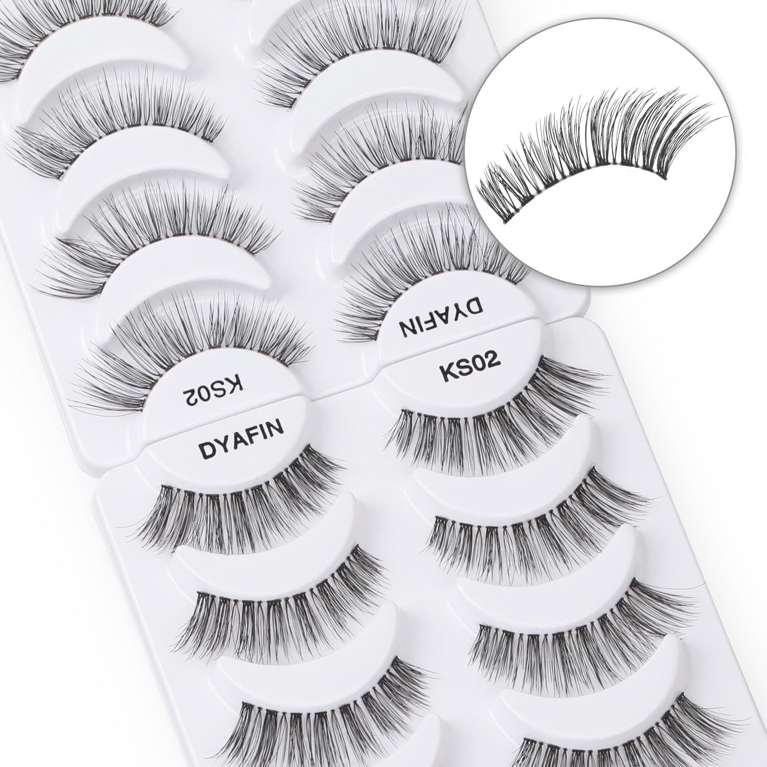 DYAFIN Natural Eyelashes 100% Handmade Lashes Reusable Soft False ...