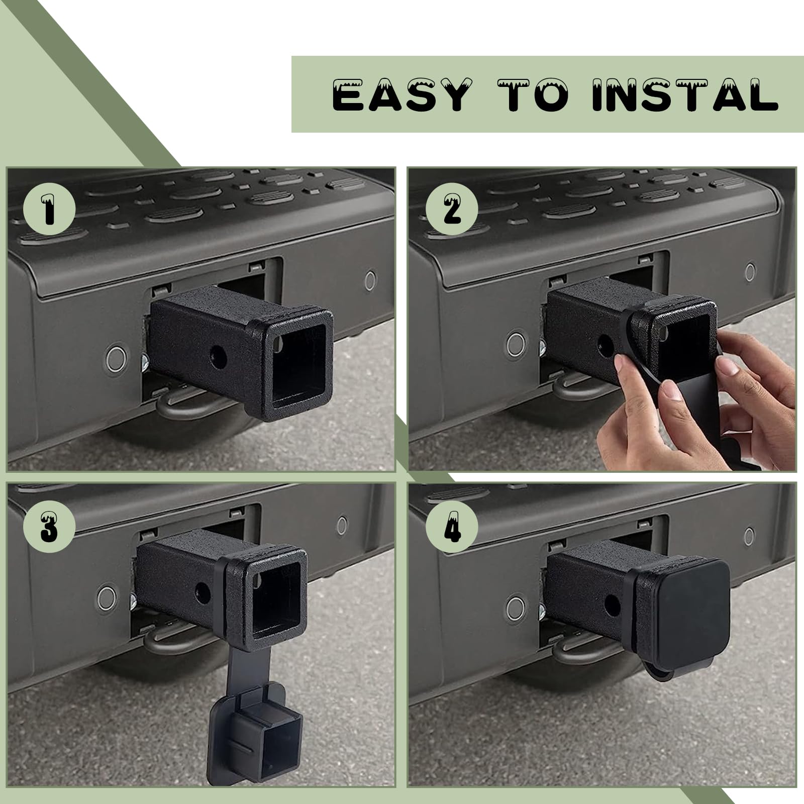 Snapklik.com : Ajxn 1 PC 2 Inches Trailer Hitch Cover, Rubber Square ...