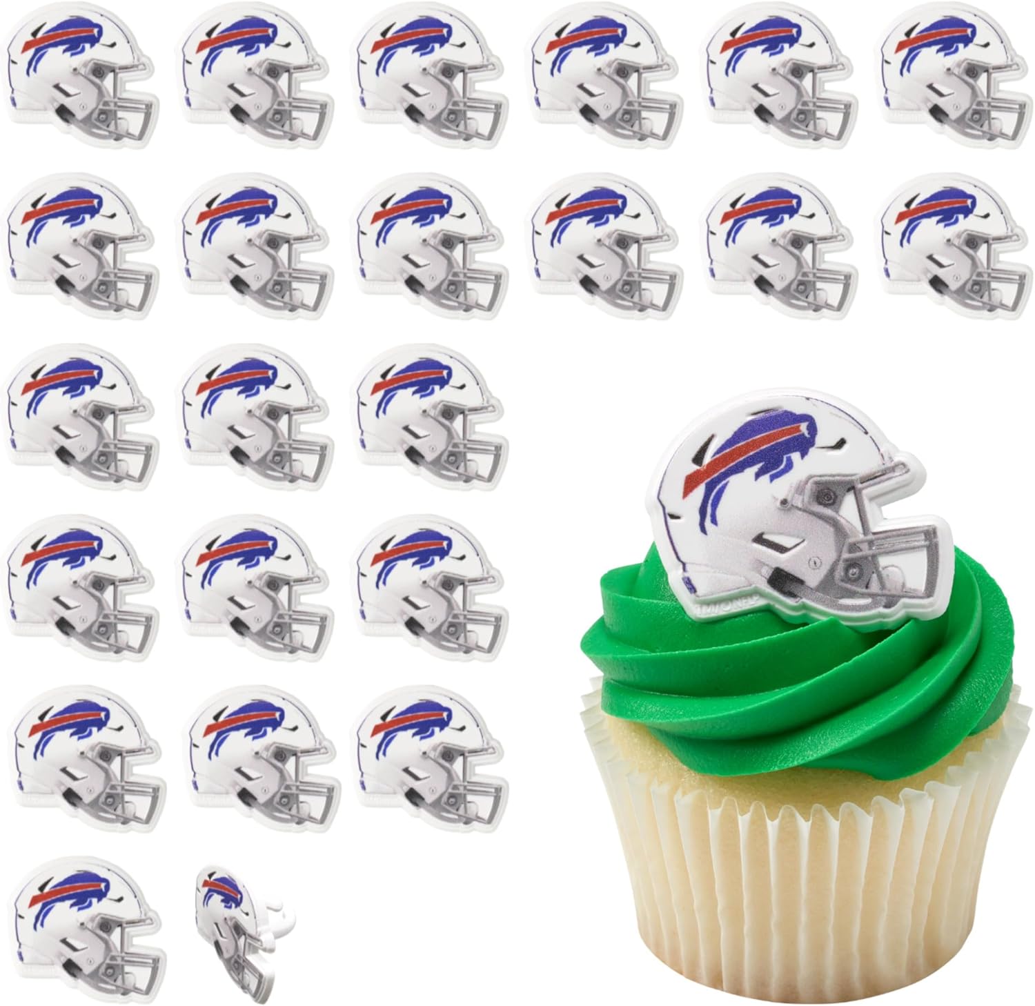 Amazon.com: DecoPac NFL Buffalo Bills Helmet Rings, 24 Football Cupcake ...