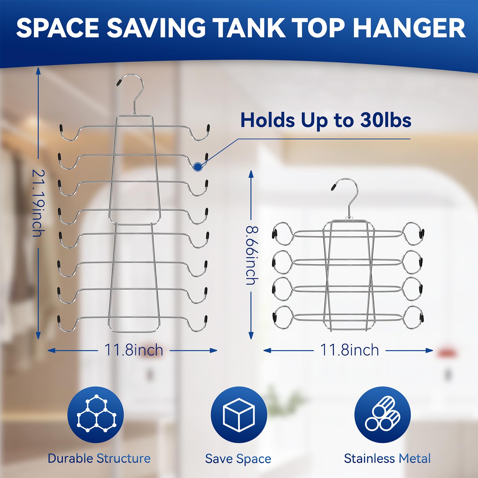 6 Pack Tank Top Hangers Space Saving, ZOUTOG 8 Tier Bra Hanger Closet ...