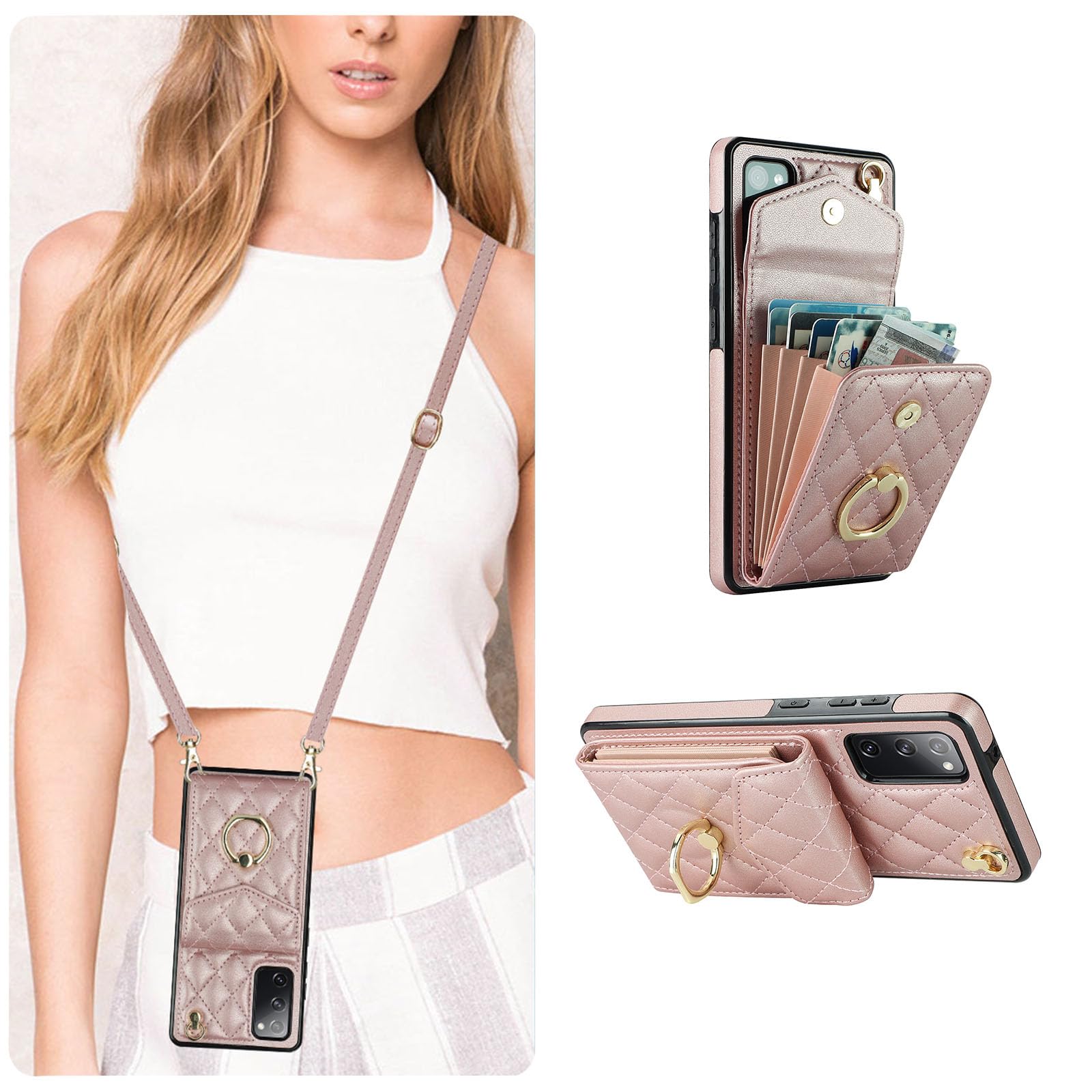 Amazon.com: QLTYPRI Crossbody Wallet Case for Samsung Galaxy S20 FE, PU Leather Phone Case with ...