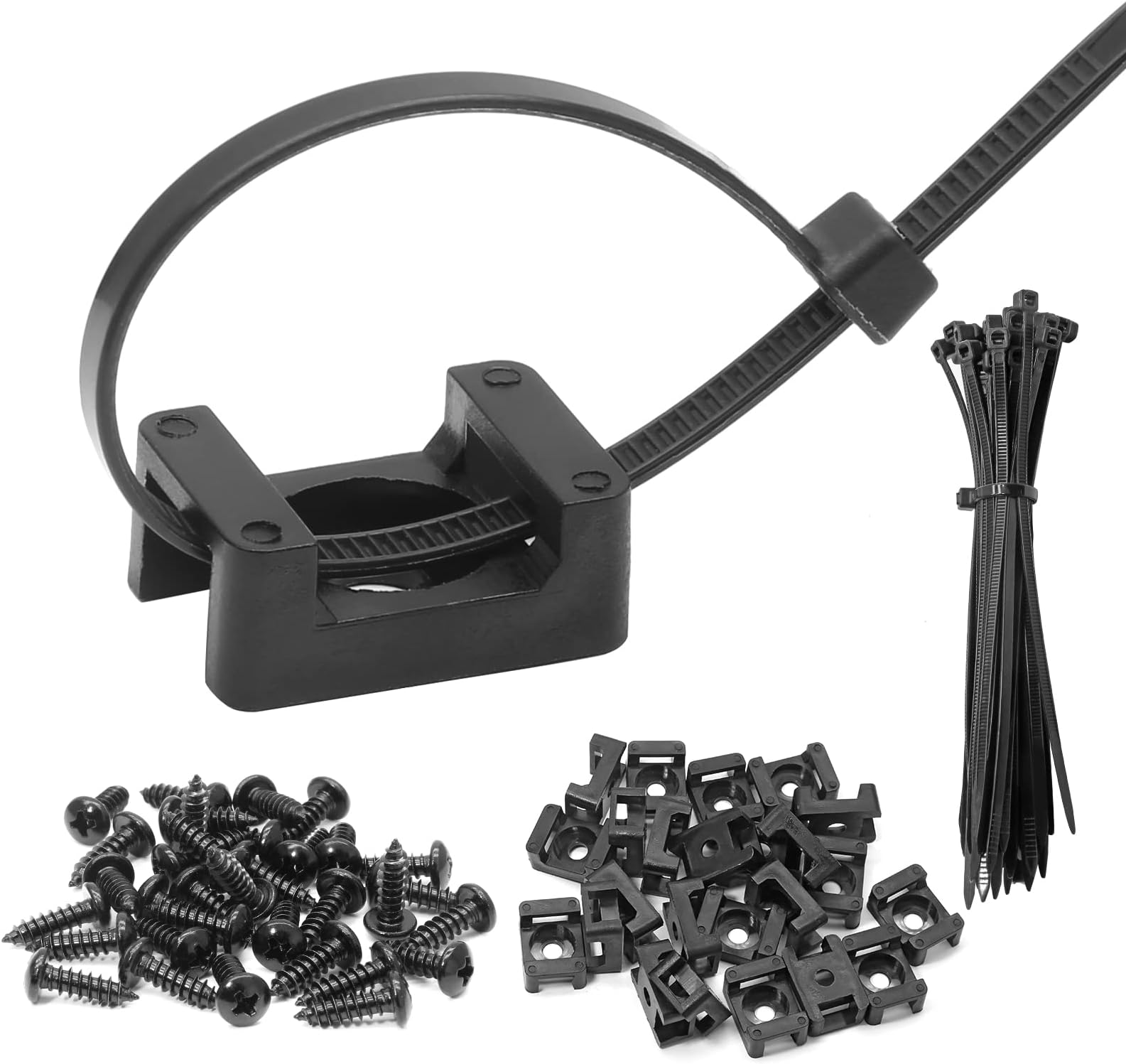 Amazon.com: 50 Pcs Black Cable Tie Base Saddle Type Mount Wire Holder ...