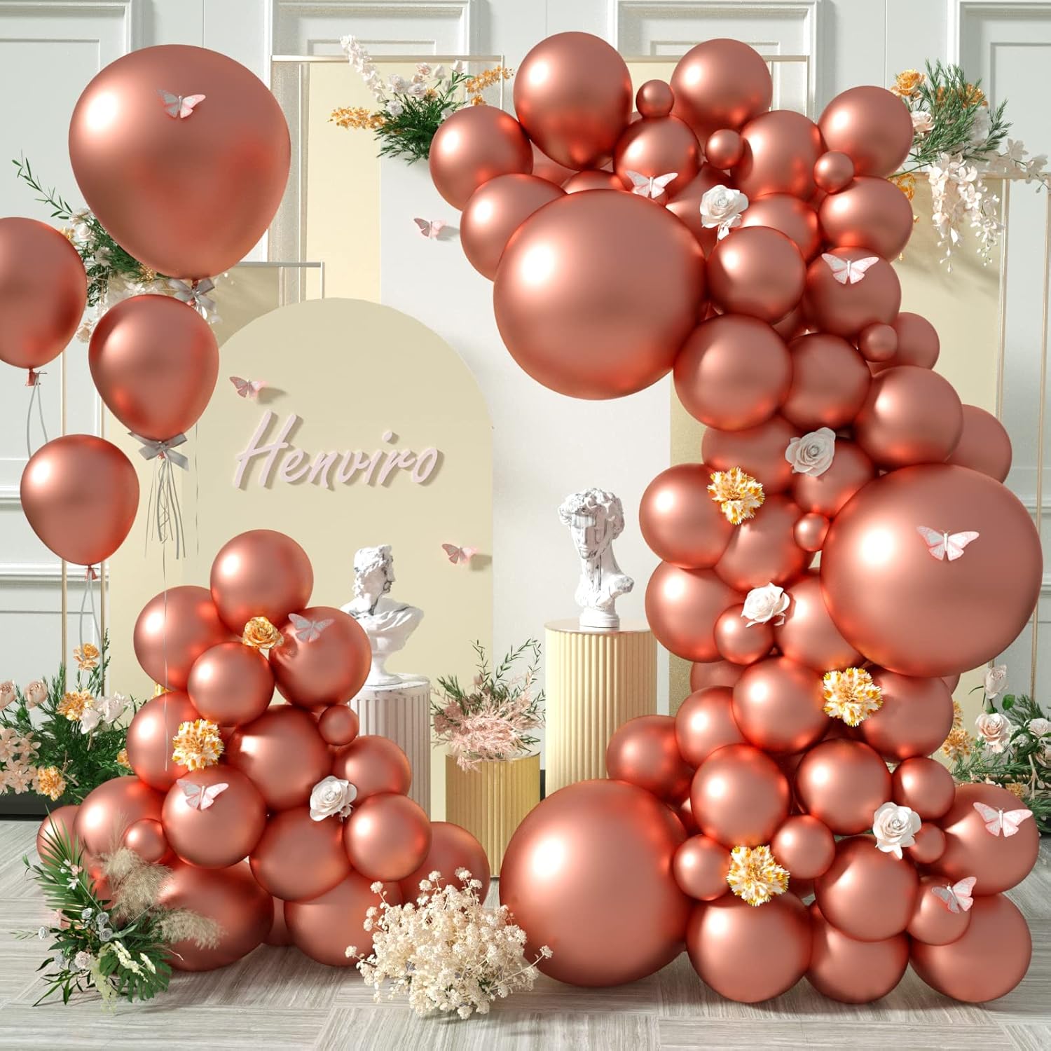 Amazon.com: Henviro Rose Gold Balloons Garland - 100 Pcs 5/10/12/18 ...