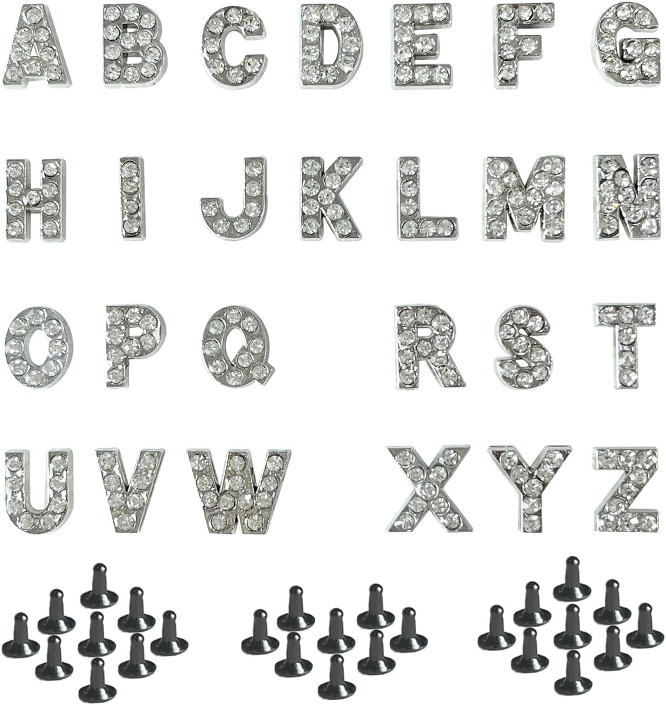 Amazon.com: Rhinestones Rivets 26 Alphabet Leather Rivets Crystal Letters Studs for Fabric ...