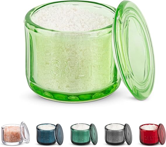 Amazon.com: KooK Glass Salt Cellar, with Lid, Embossed Pressed Glass ...