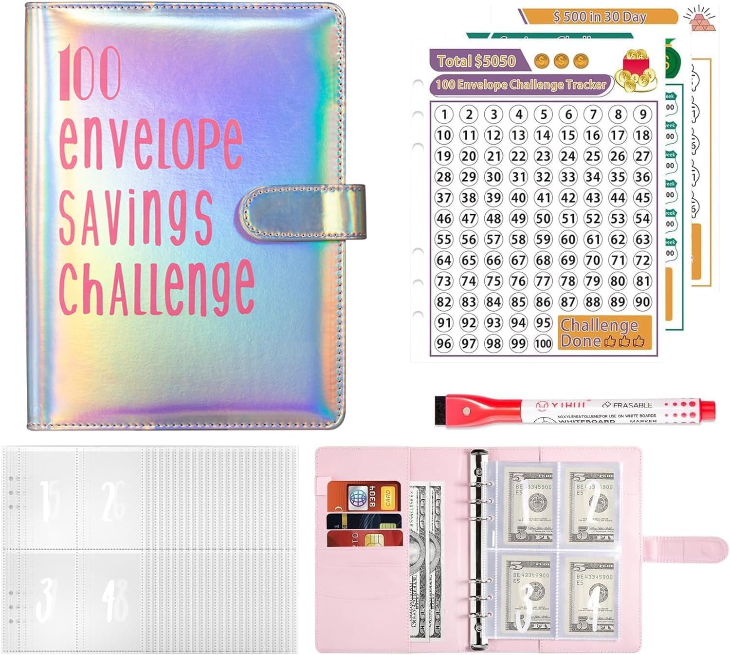 Amazon.com : 100 Envelopes Money Saving Challenge, 100 Envelope ...