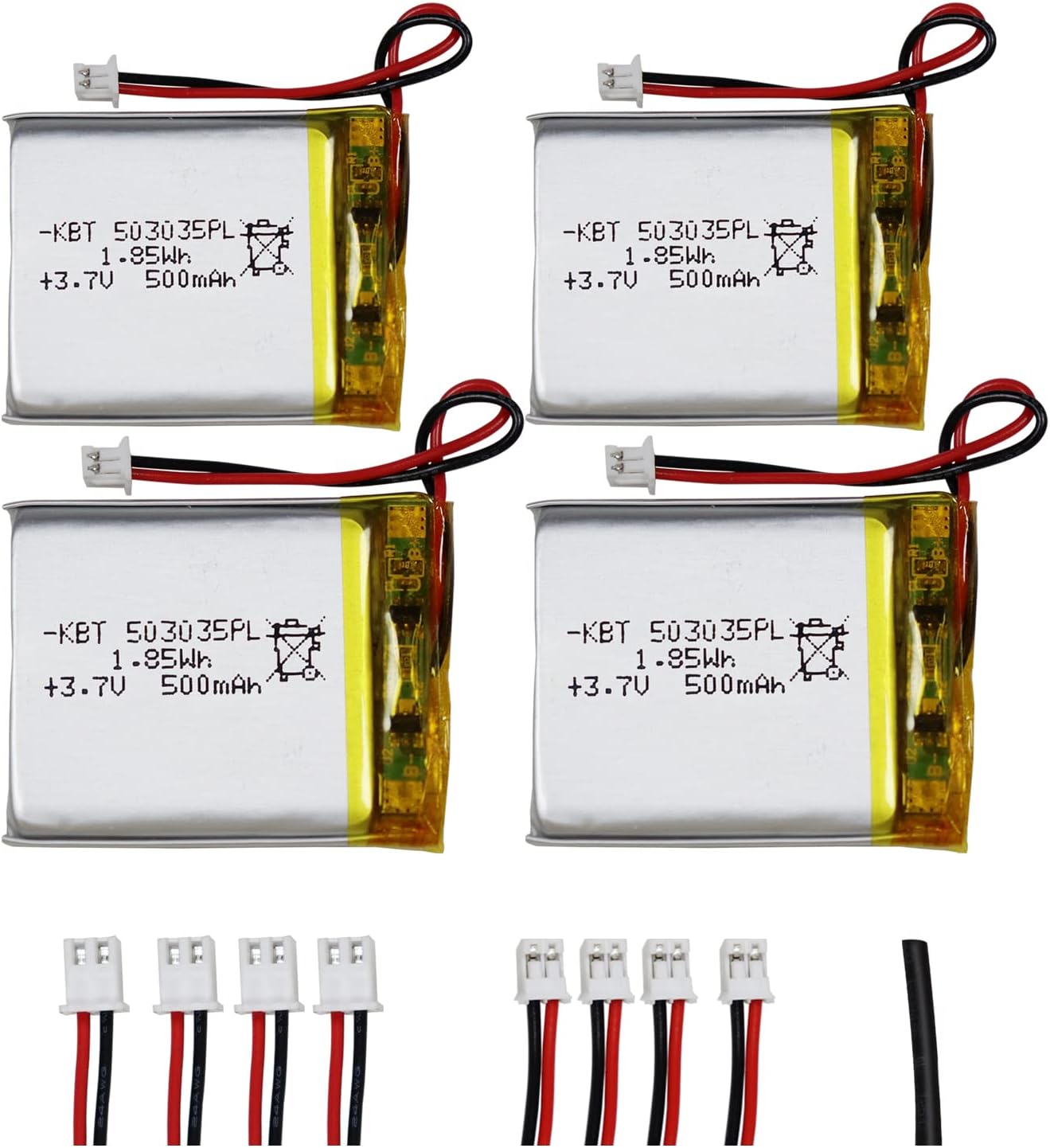 Amazon.com: KBT 3.7V 500mAh Li-Polymer Battery: 503035 Lipo ...