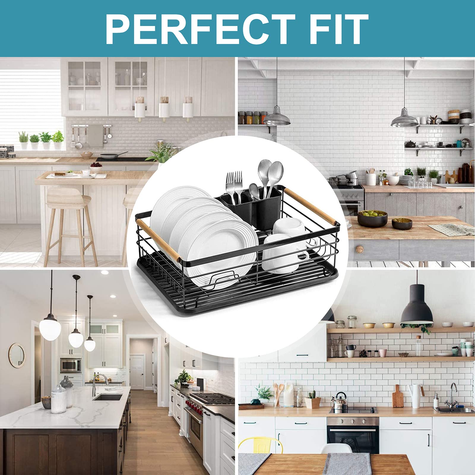 Rerii Dish Drying Rack for Kitchen Counter, Dish Drainer Tray with ...