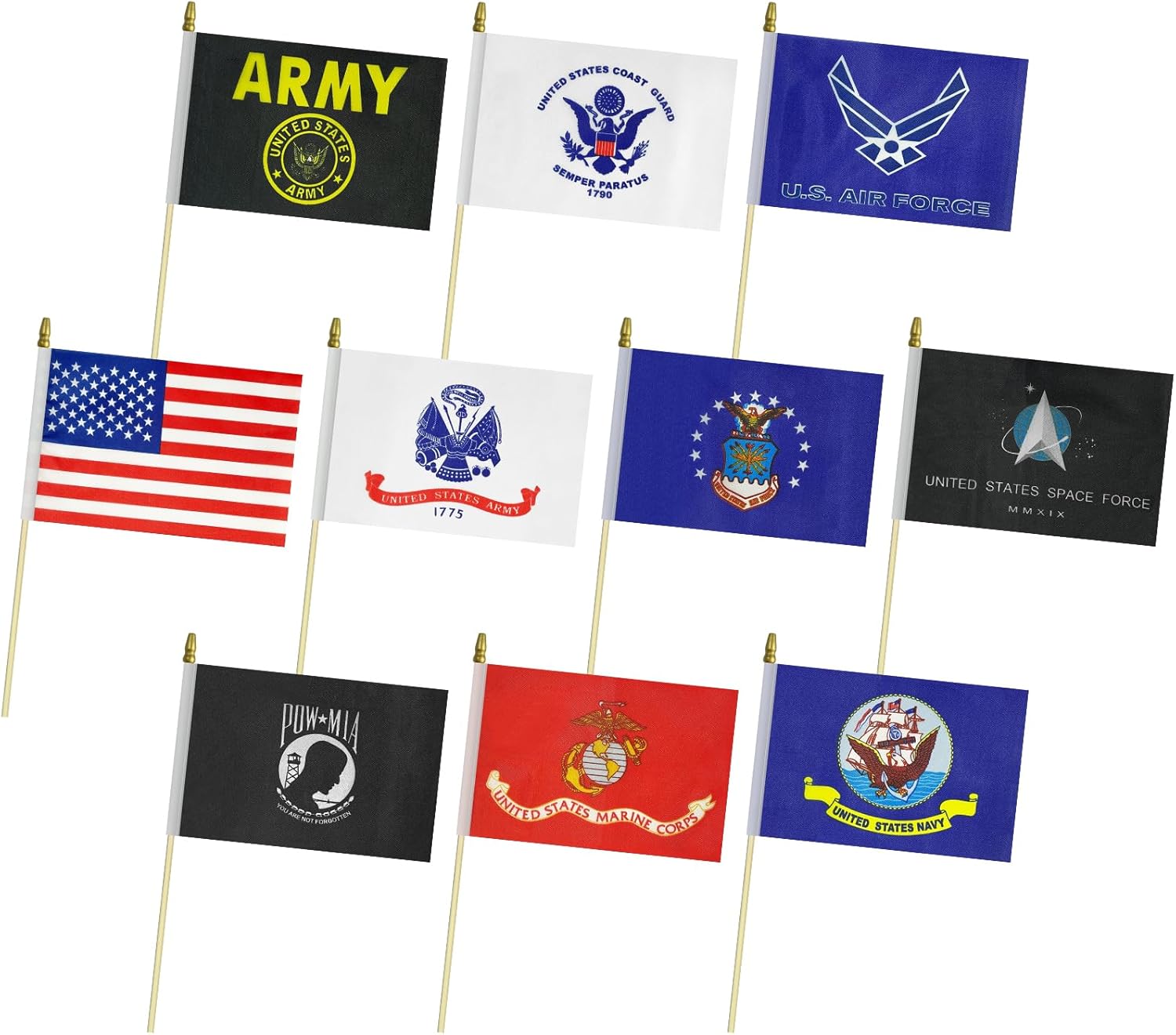 Amazon.com : BingDi 40 Pack Mini Military Flag Set Small US Army Flags ...