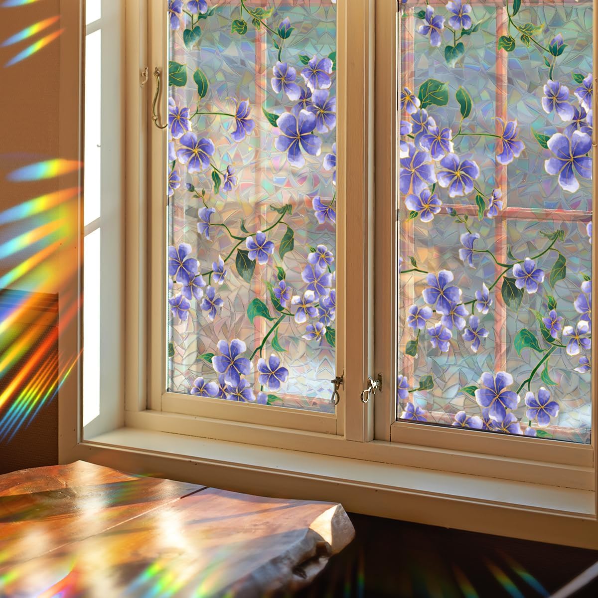 Amazon.com: Runtoo Rainbow Flower Window Clings 3D Decorative Vinyl ...