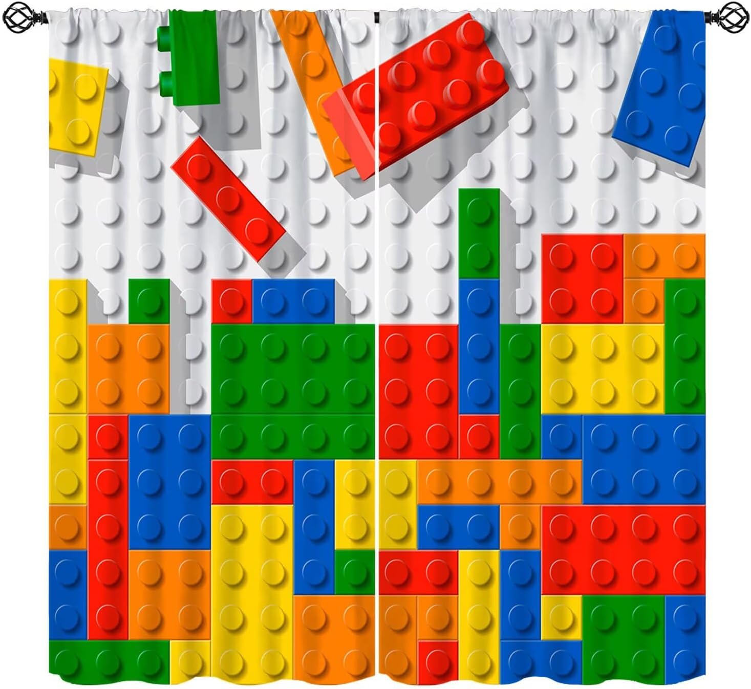 Amazon.com: Wallira 3D Building Blocks Curtains Colorful Geometric ...