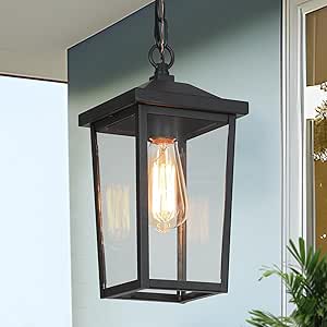 LOG BARN Outdoor Pendant Light Fixture, Farmhouse Exterior Lights, Anti ...