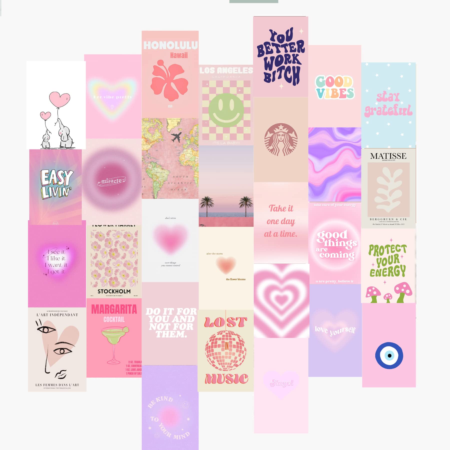 Buy Quary Aesthetic Wall Collage Kit || 30pcs (4×6inchs) Danish Pink ...