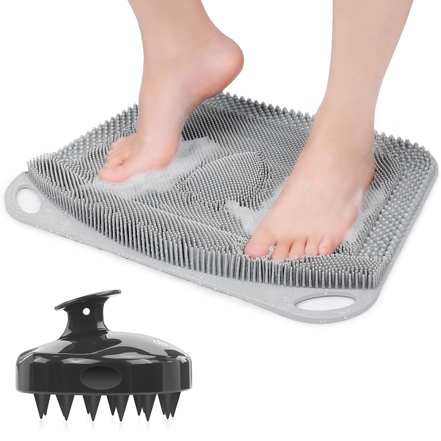 Amazon.com : FREATECH Silicone Foot Scrubber Mat and Shampoo Brush ...