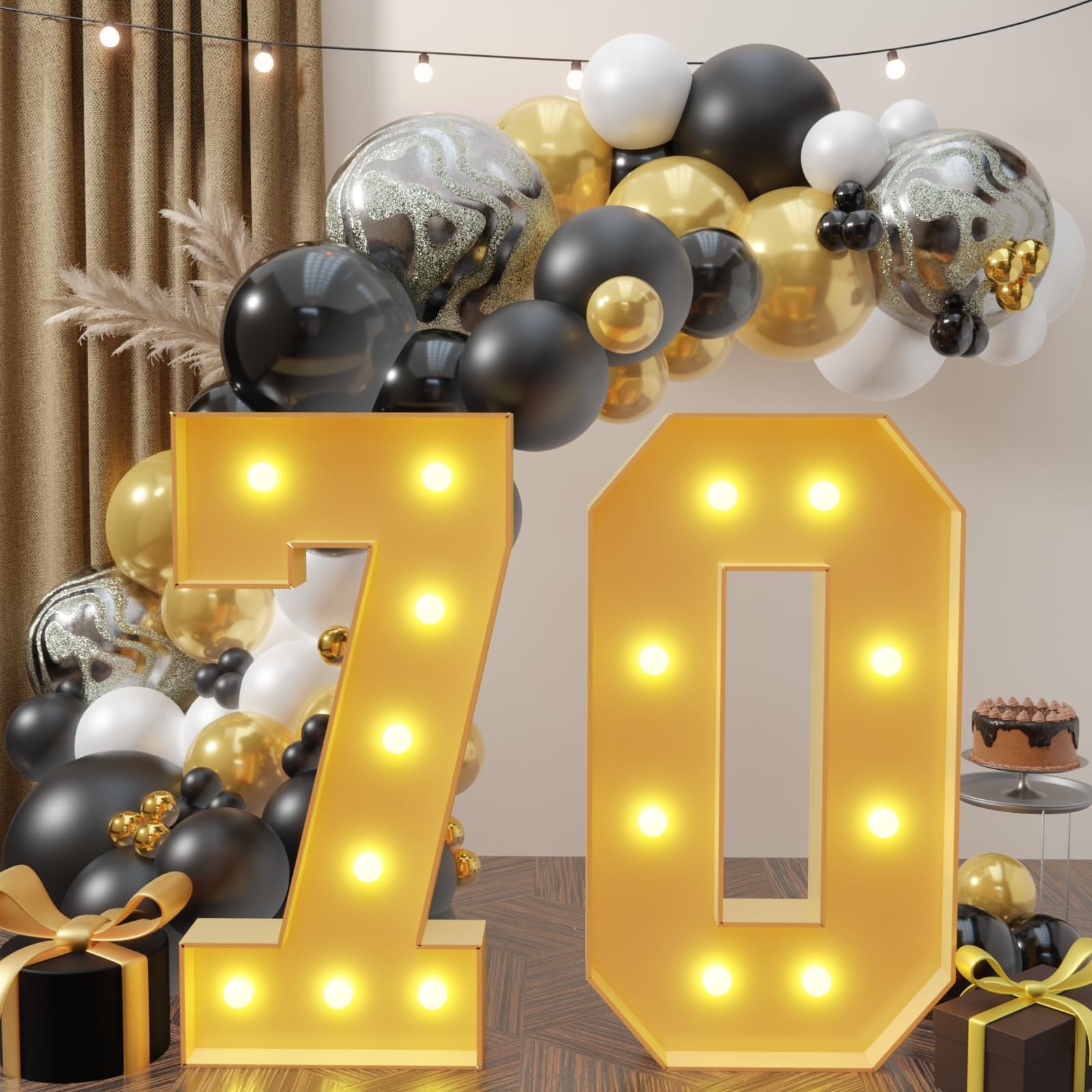 Amazon.com: imprsv 3FT Marquee Light Up Numbers, Marquee Numbers 70th ...