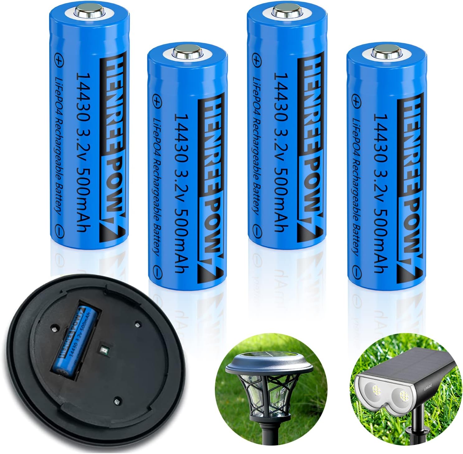 Amazon.com: Henreepow 14430 3.2v Rechargeable Solar Batteries, 500mAh ...