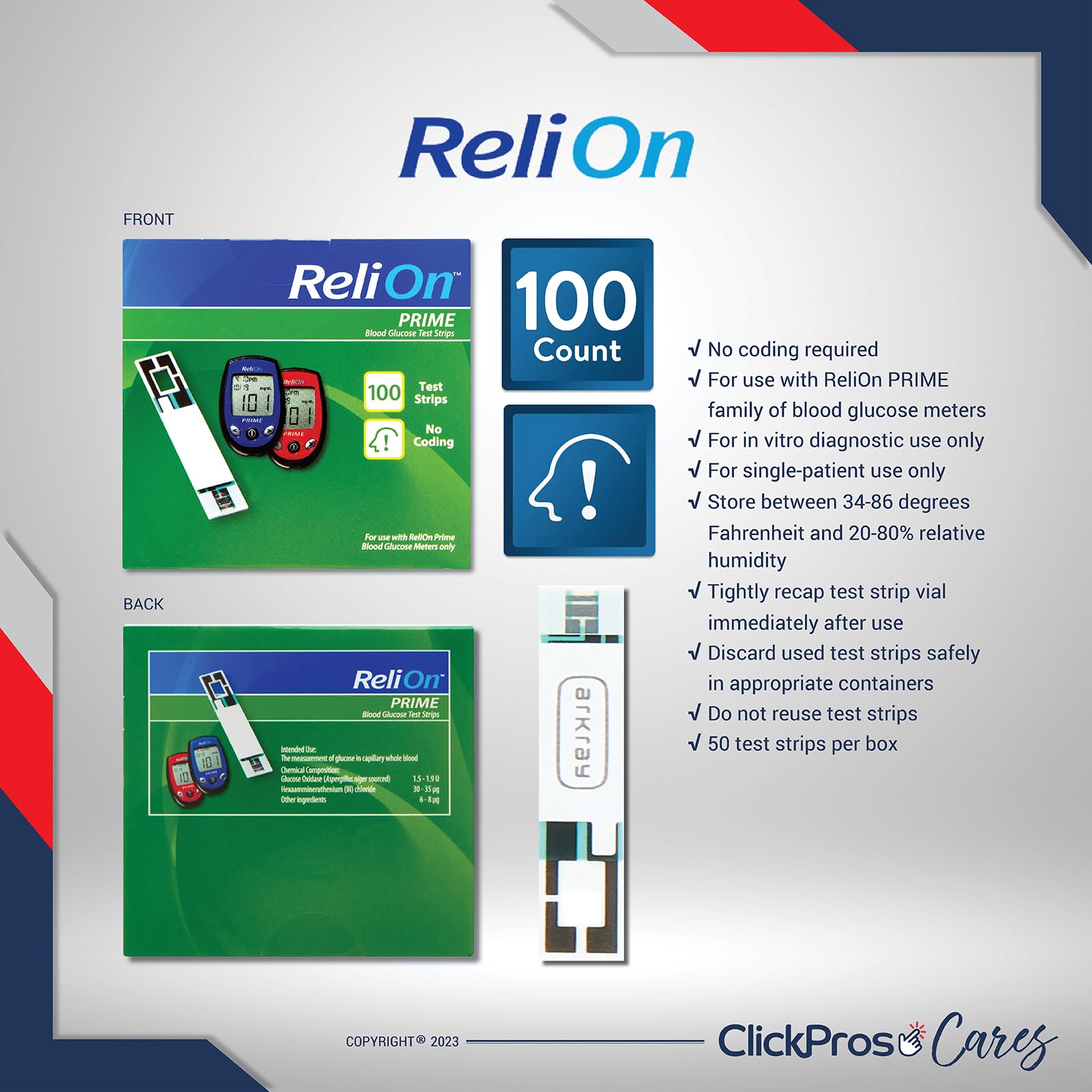Snapklik.com : ReliOn Reli On Blood Glucose Test Strips 3 Pack Bundle ...