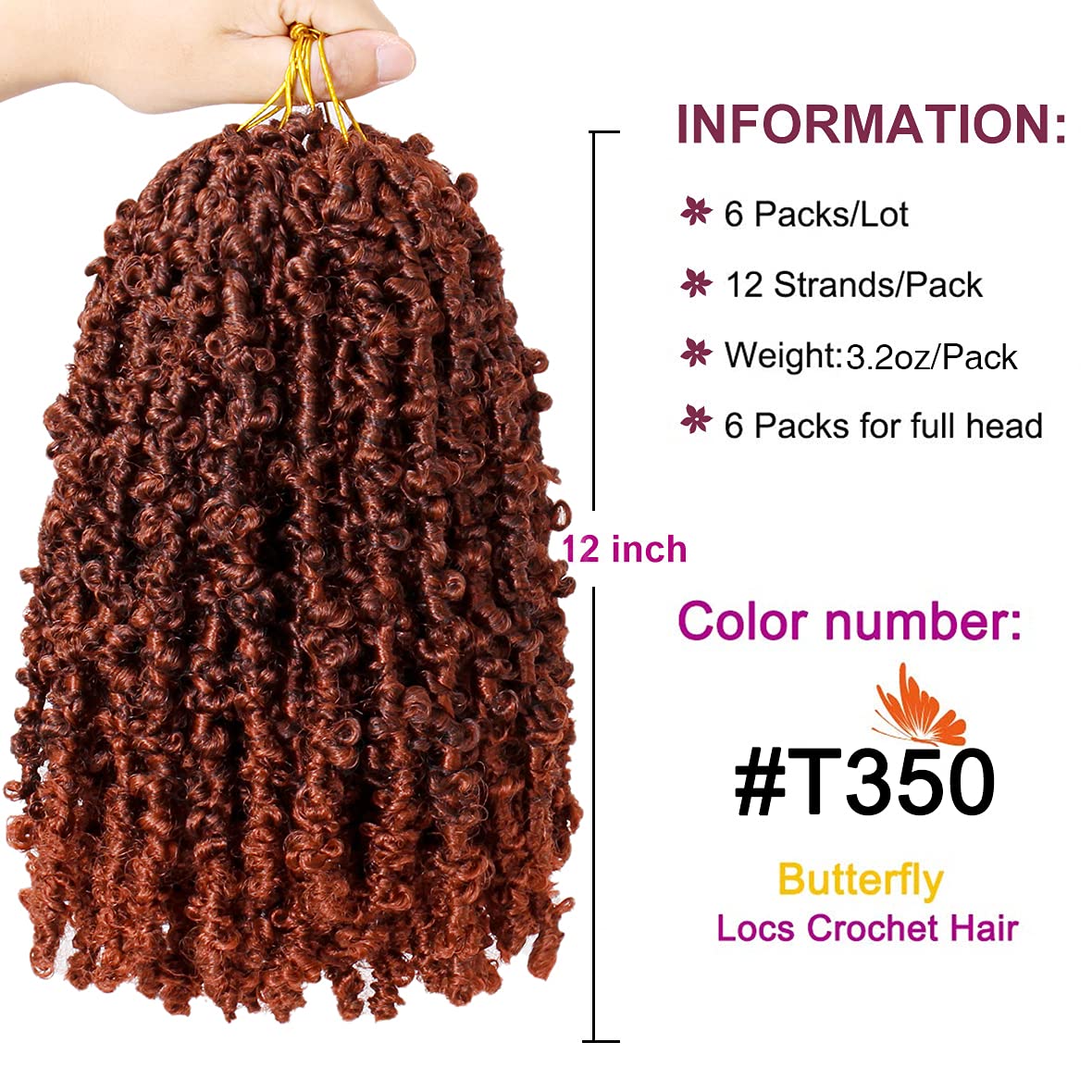 Snapklik.com : Butterfly Locs Crochet Hair 6 Packs Copper Red Bob ...