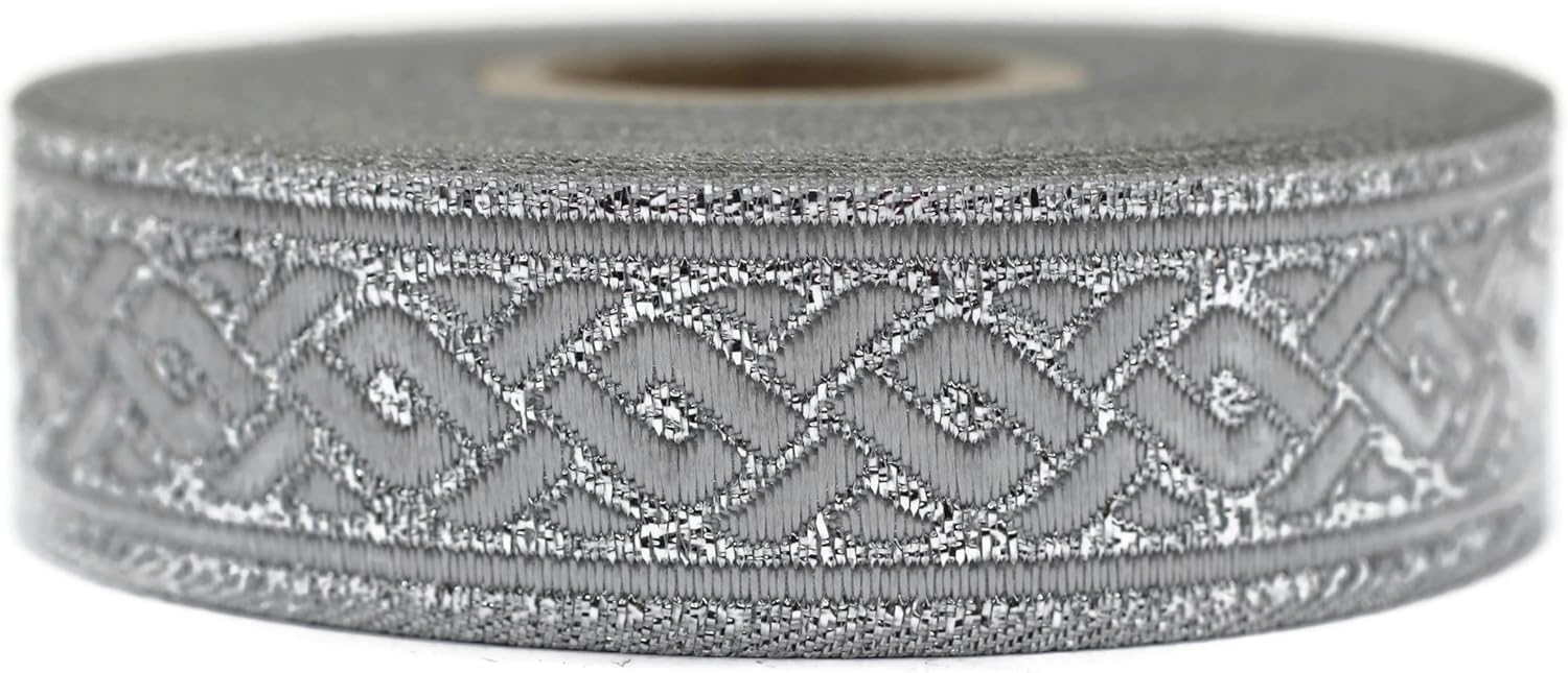 Amazon.com: 11 Yards Spool 0.86" Wide Metallic Silver Celtic Knot ...