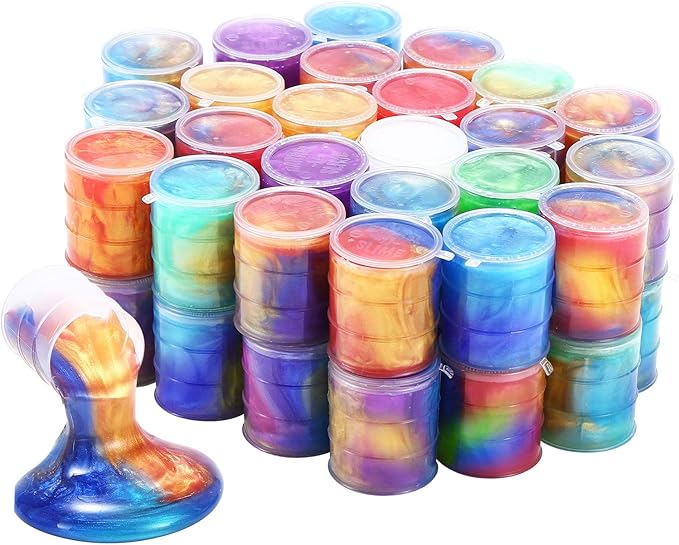 Amazon.com: GALXSLIMR Barrel Slime 48 Pack, Mini Galaxy Slime Party ...